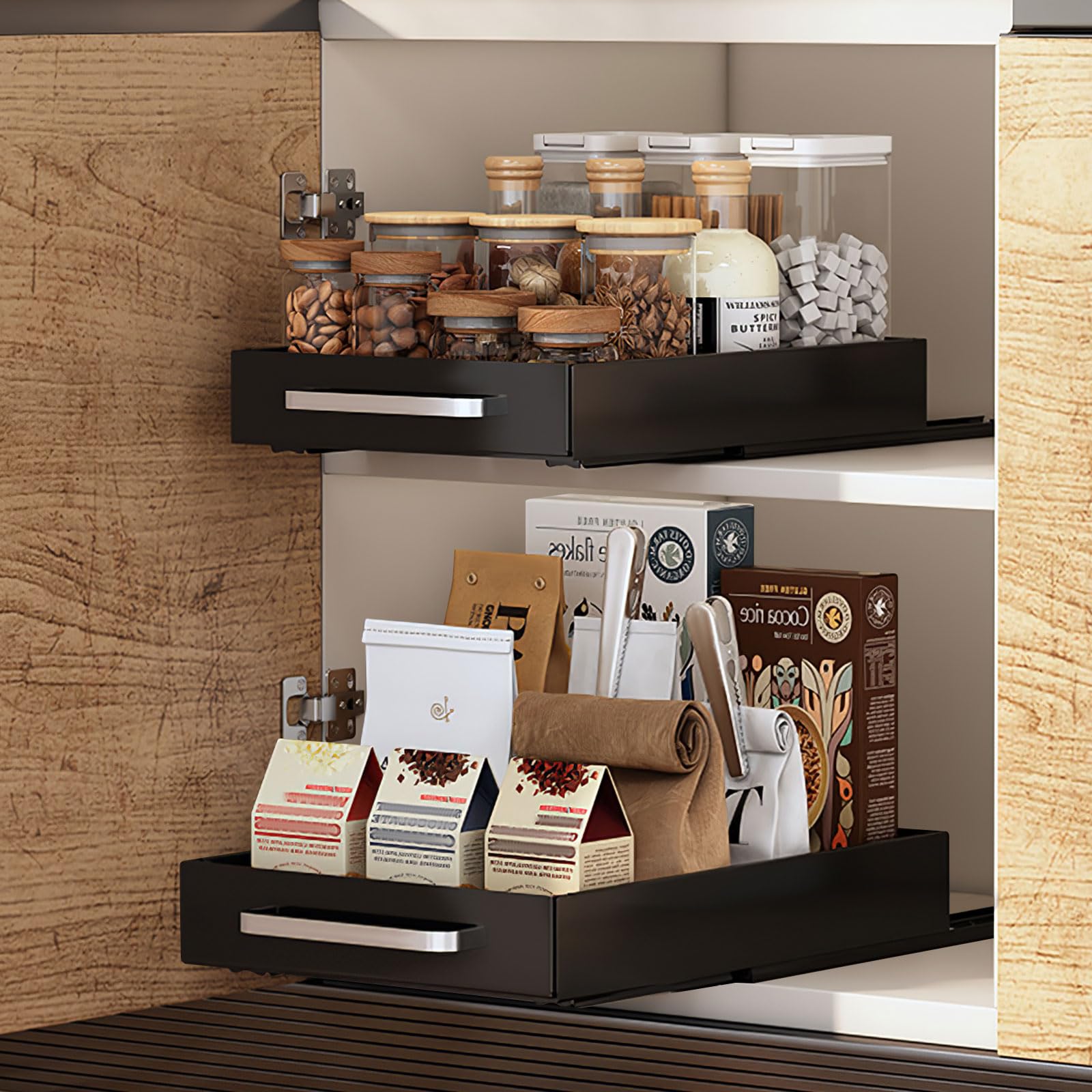 Amazon.com: Pull Out Cabinet Drawer with Handle, 2 pack Pull Out ...