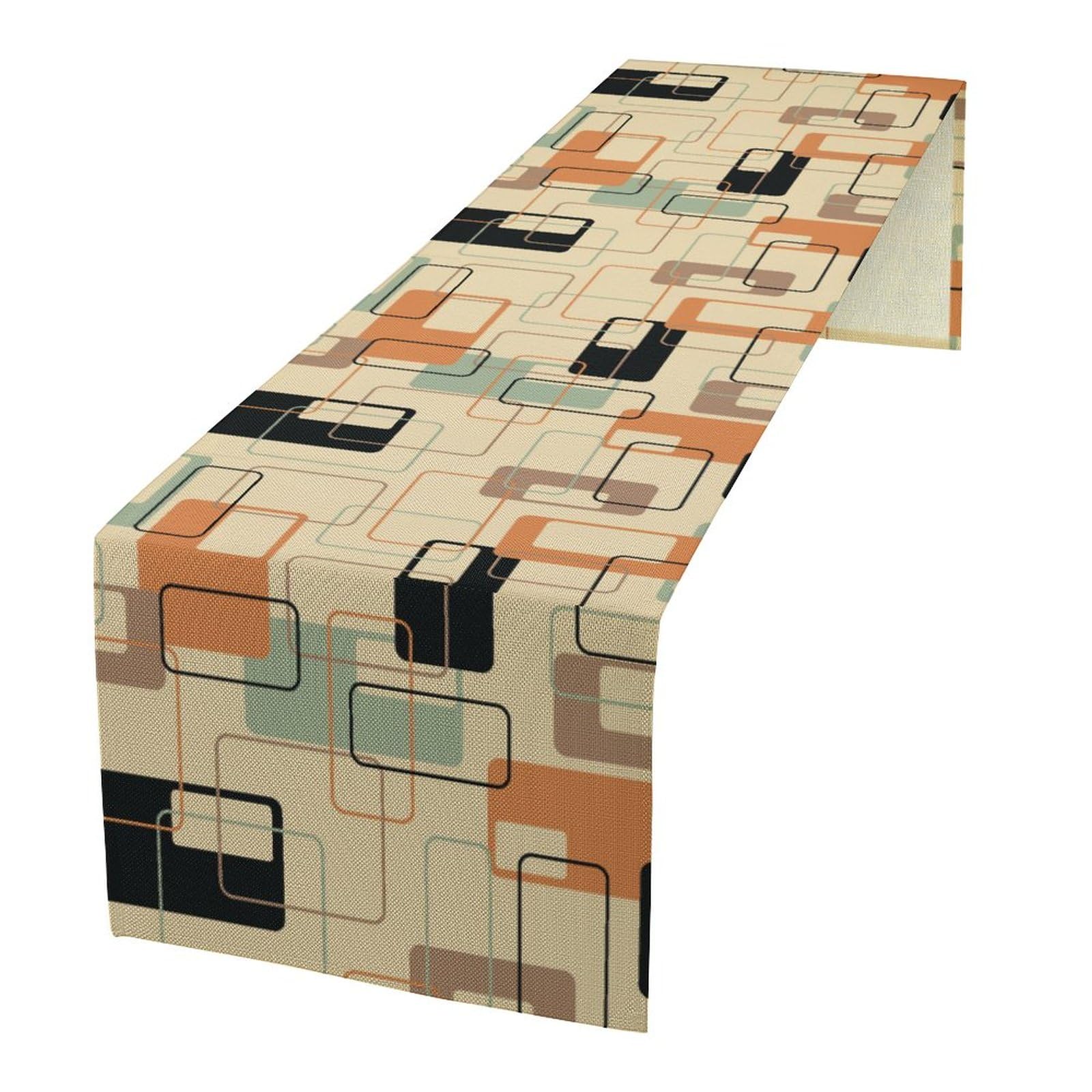 Amazon.com: Mid Century Table Runner,Retro Square Design Modern Style ...