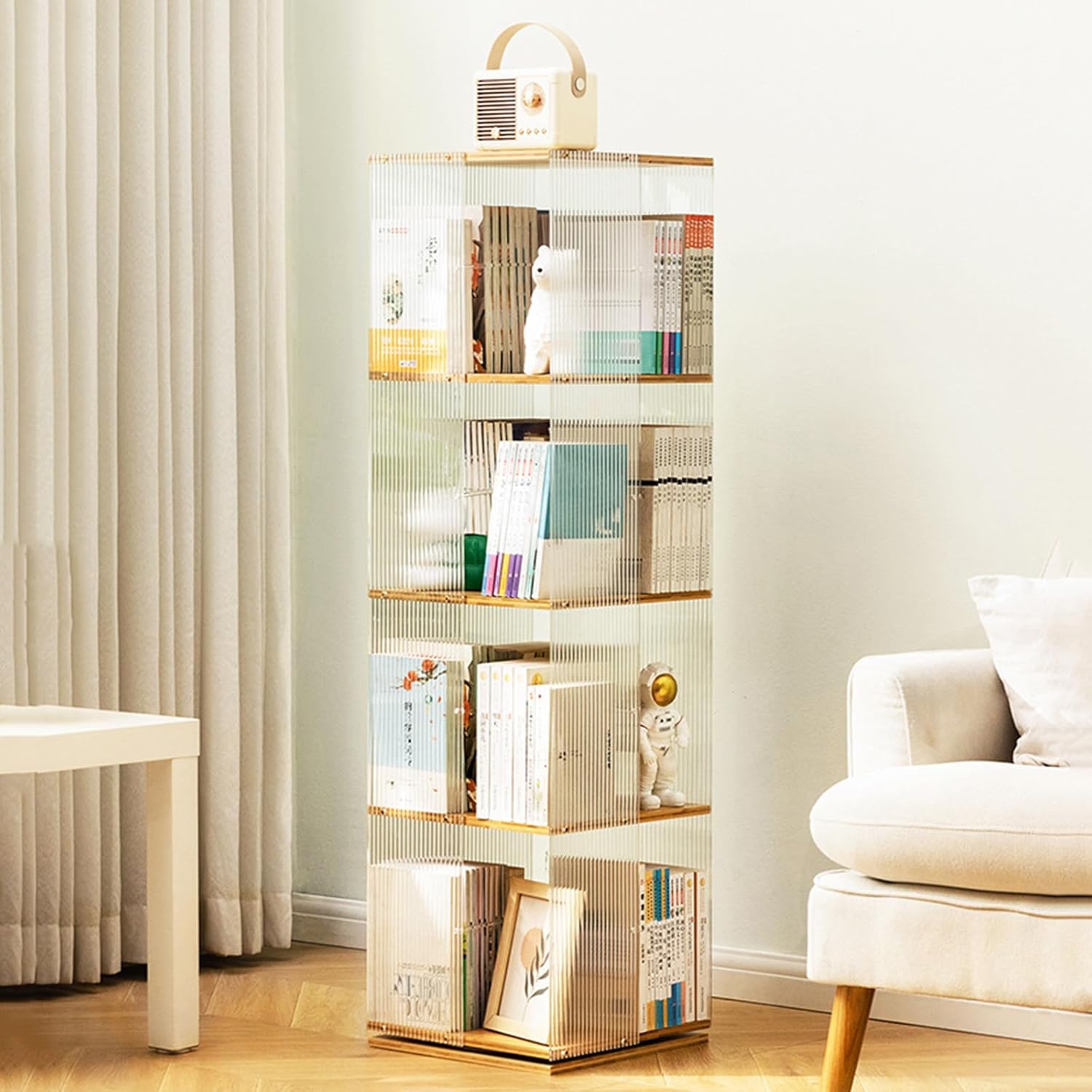 Amazon.com: YARUQN Rotating Bookshelf Tower 360 Degree Revolving ...