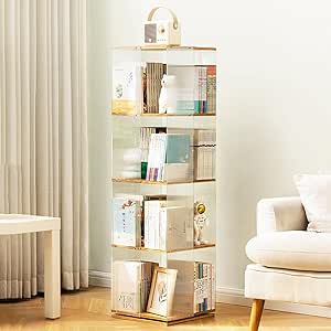 CIOOCPK Rotating Bookshelf Tower 360 Degree Revolving Bookcase, 3/4/5 ...