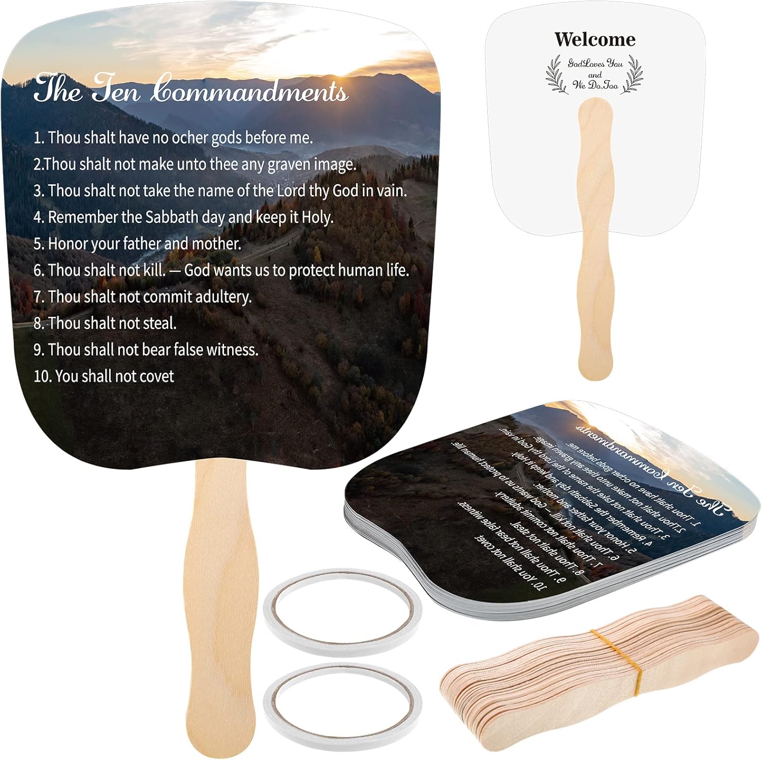 Amazon.com: Tatuo 25 Set Christian Church Fans Bulk Hand Held Parlor ...