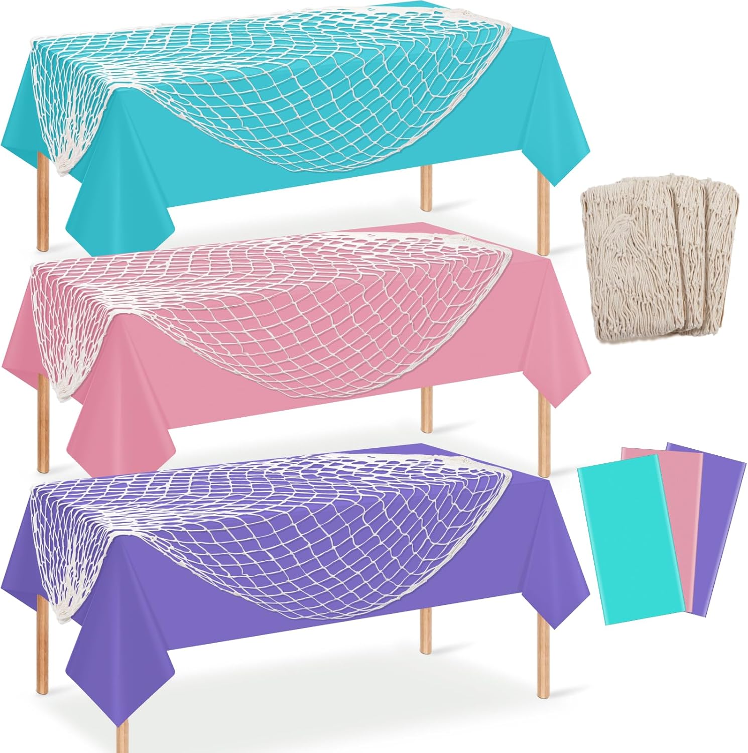 Amazon.com: YIDAKO 3 Set 6 Pcs Fish Net and Tablecloth Set,Cotton ...