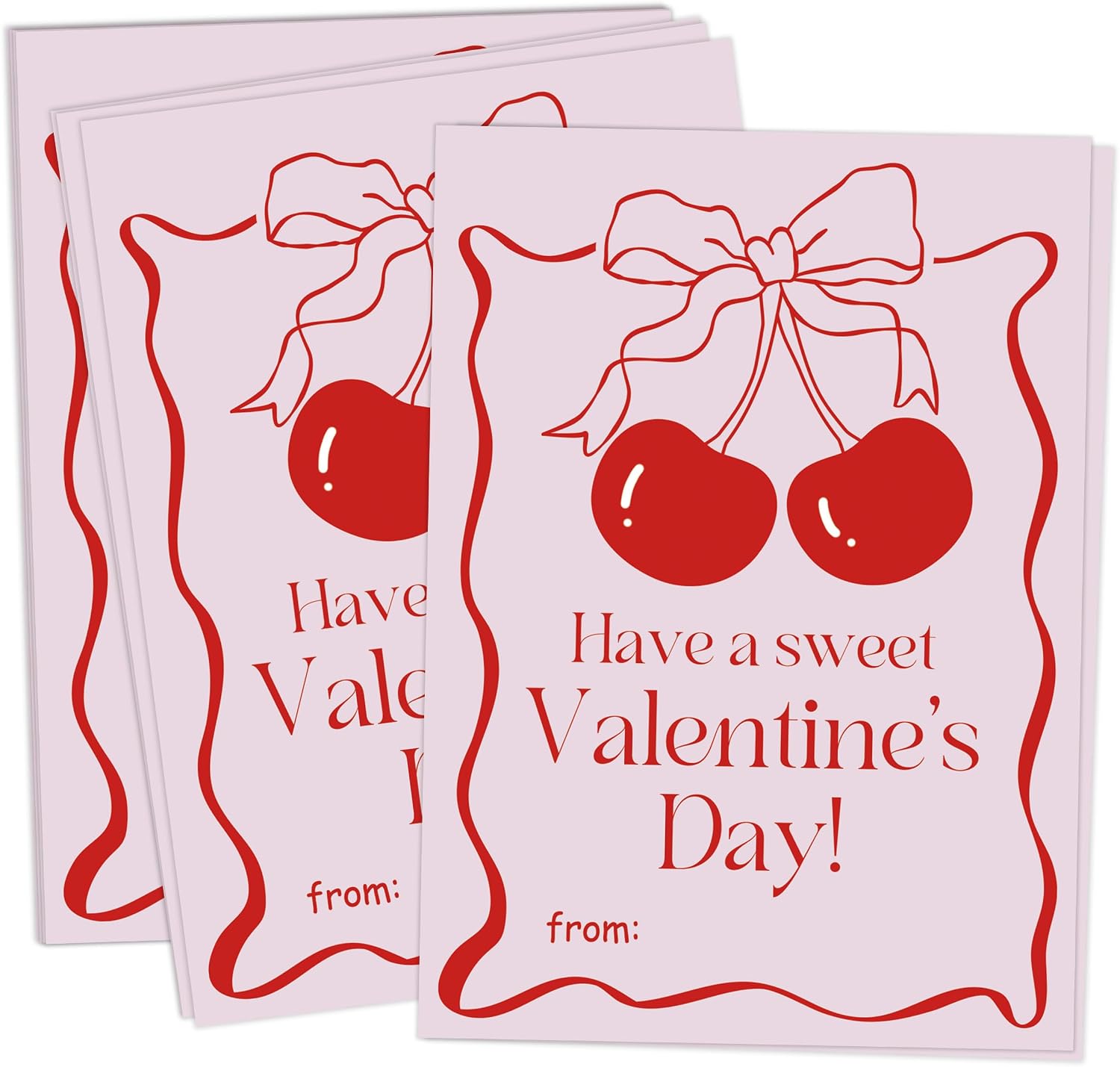 Amazon.com: rorusio 30pcs Cherry Valentines Day Cards, Coquette Bow ...
