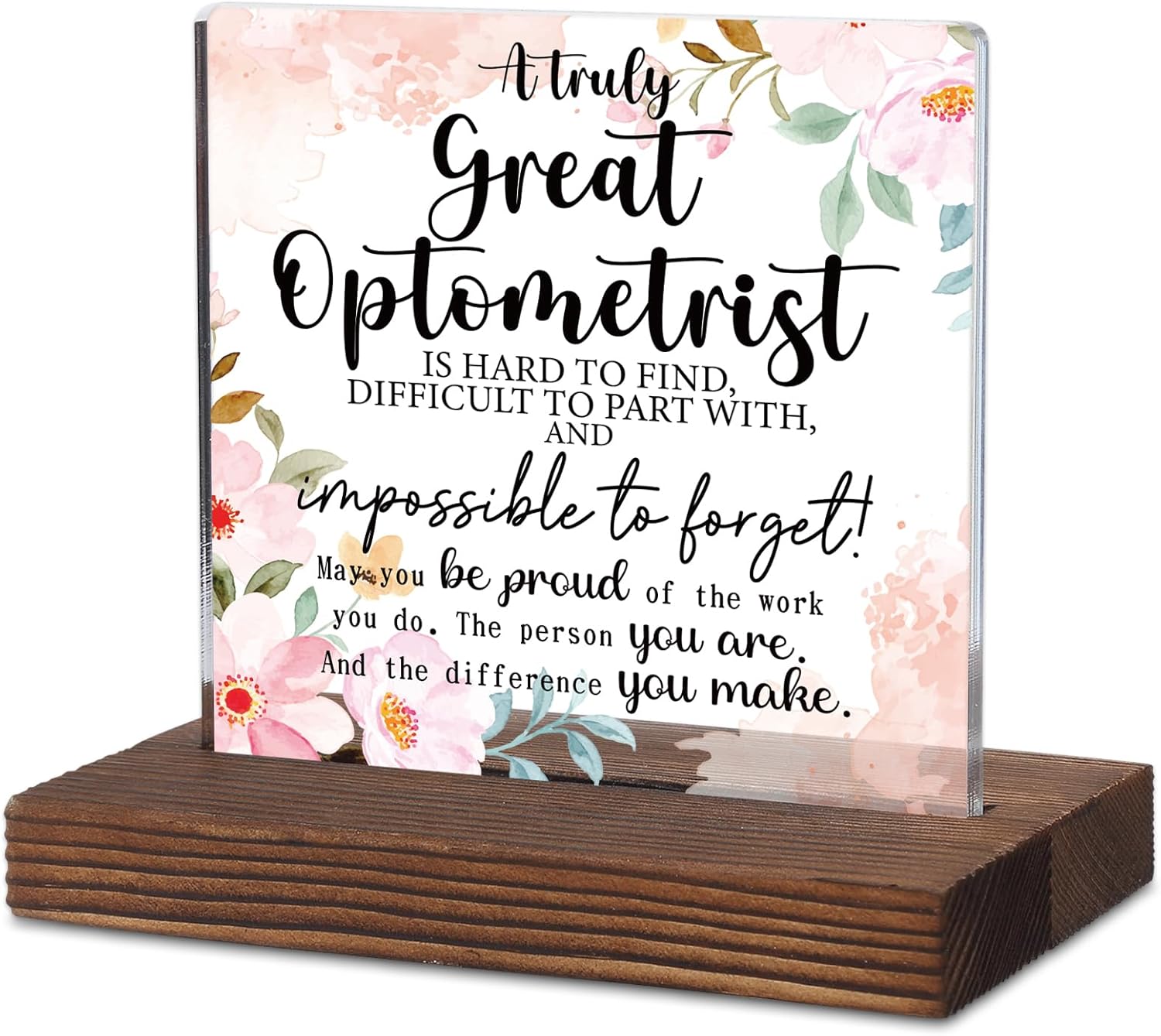 Amazon.com: Optometrist Appreciation Gift, Floral Acrylic Desk Sign ...