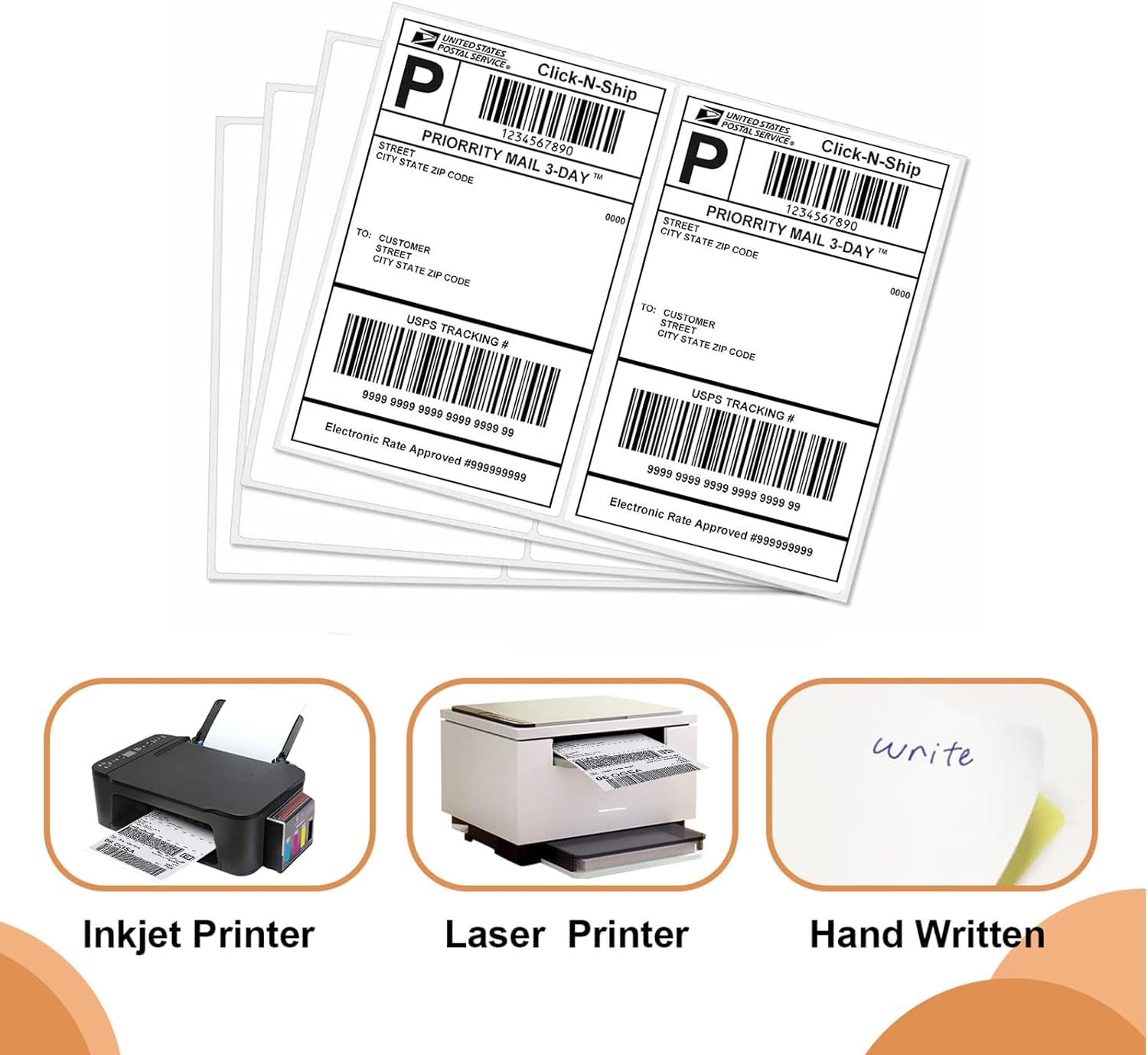 Snapklik.com : 4000 Labels Half Sheet Matte Blank White Round Corner ...