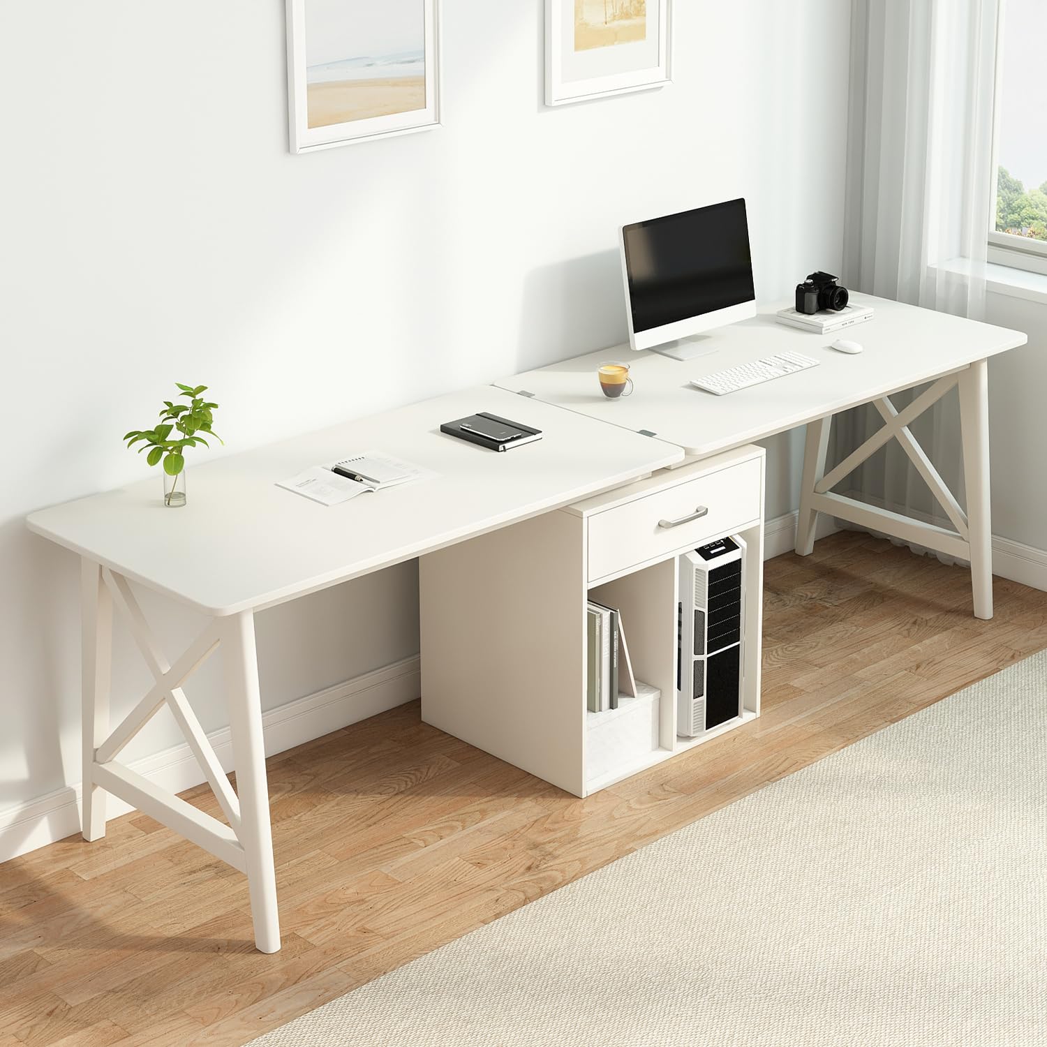 T Shaped Desk Two Person Home L Shaped Home Office Desk With 6 Drawer