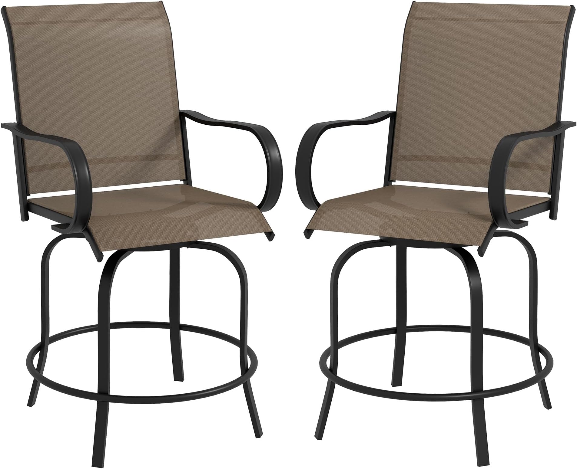 Outsunny Outdoor Bar Stools Set of 2 with Armrests, 360° Swivel Bar ...