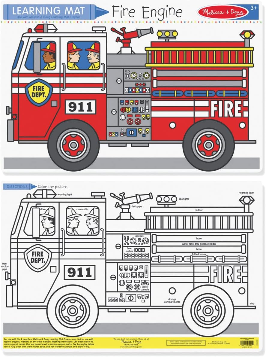 Amazon.com: Melissa & Doug Fire Engine Color A Mat, 1 EA : Toys & Games