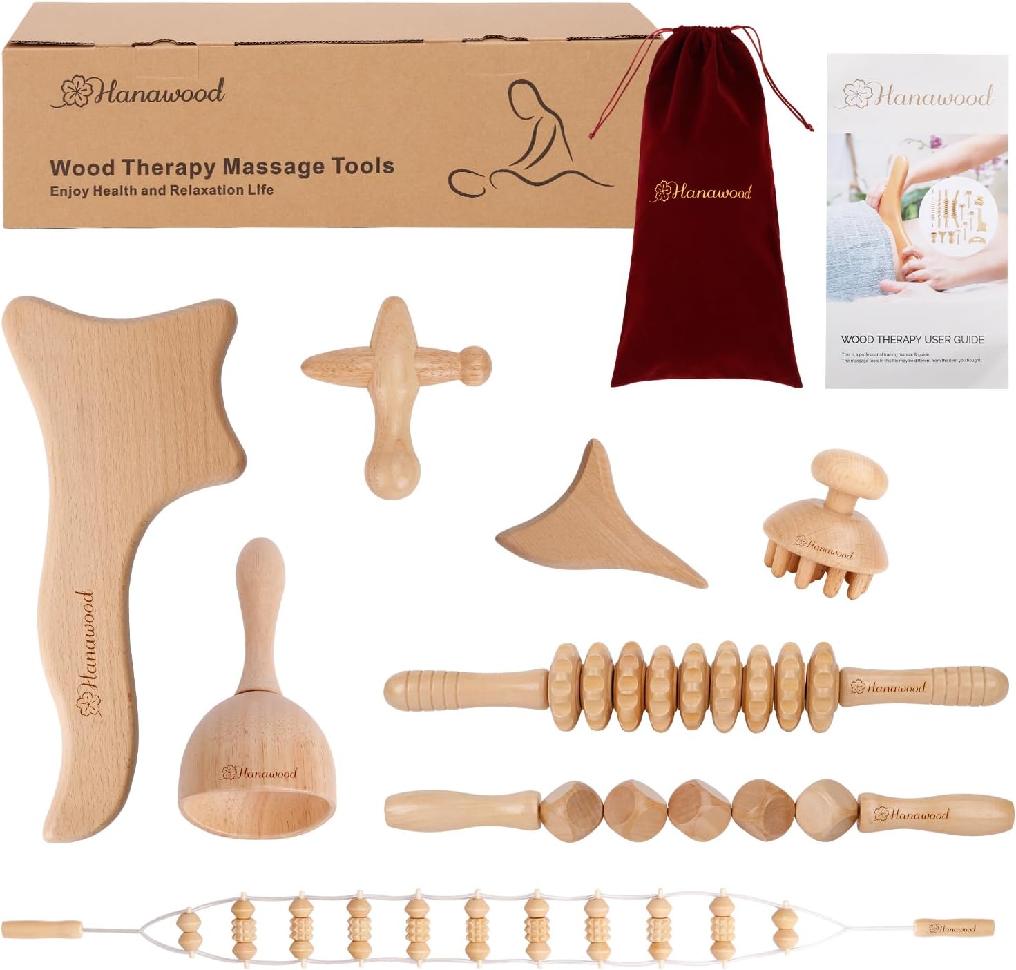 Amazon.com: MHM 8-in-1 Wood Therapy Massage Tools Set for Body ...