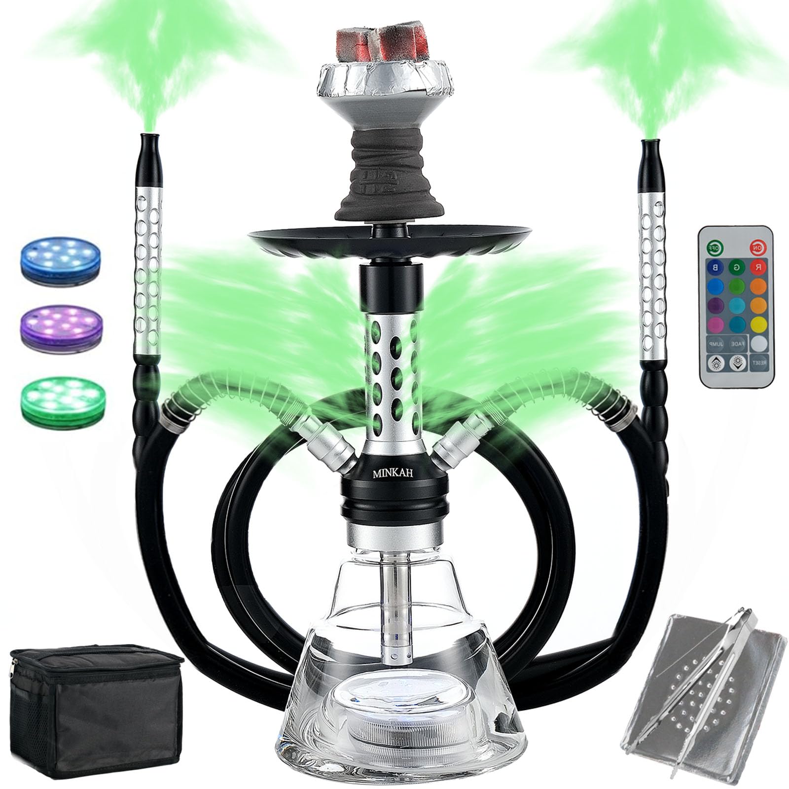 Amazon.com: Hookah Set with Everything Upgraded 2 Hose,Shisha With ...