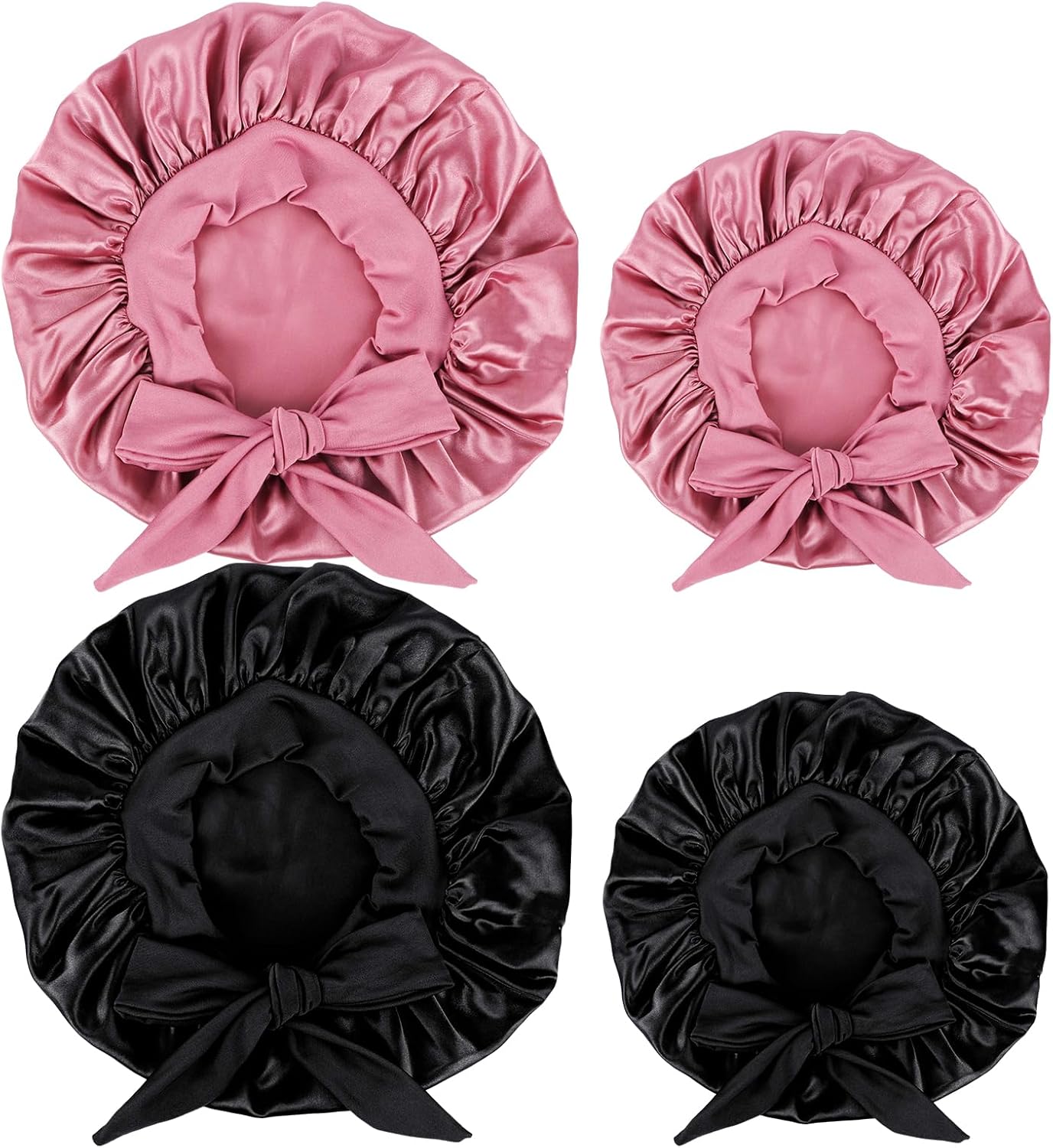 Amazon.com: 4 PCS Mommy and Me Bonnet Set for Sleeping,Silk Bonnet for ...