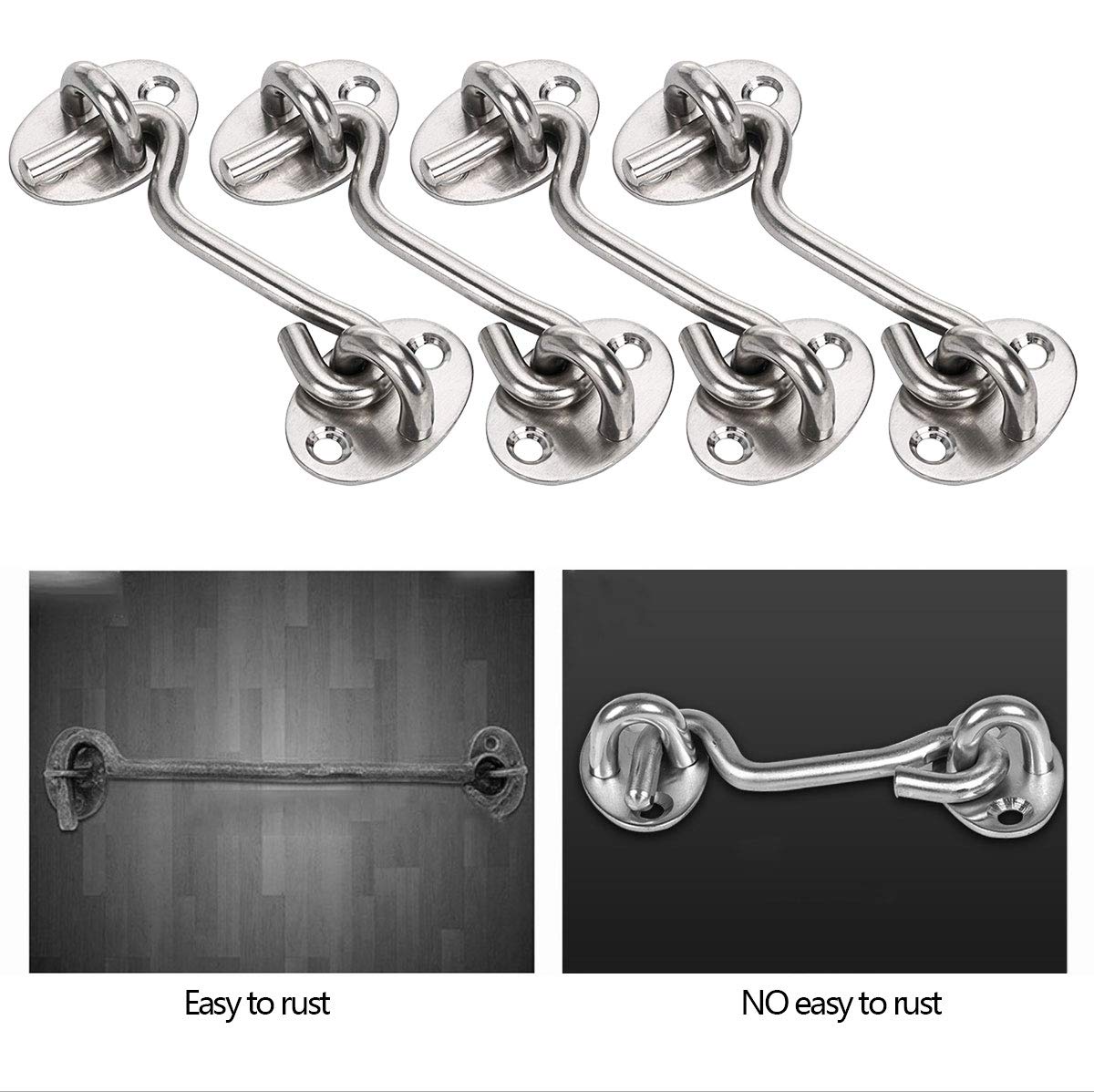 JXJH Cabin Hook Eye Latch Stainless Steel Door Latch Window Catch Cabin ...
