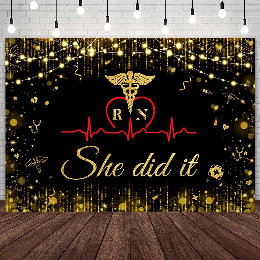 Amazon.com : AIBIIN 7x5ft Congrats Nurse Backdrop She Did It ...