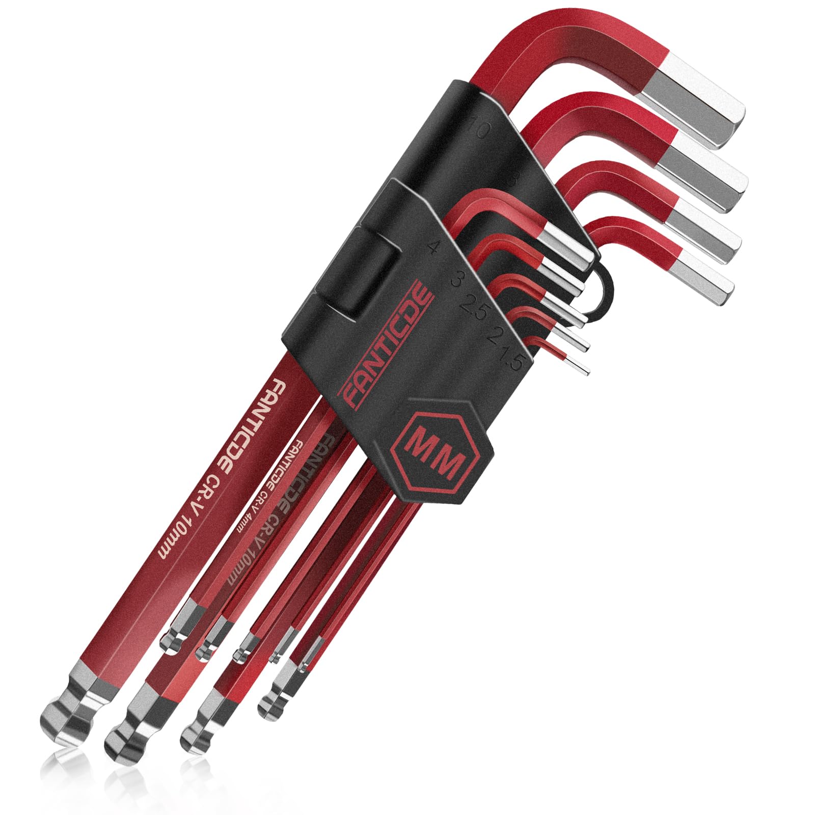 FANTICDE Allen Key Set, 9Pcs Metric Hex Key Set 1.5mm-10mm, Long Ball ...