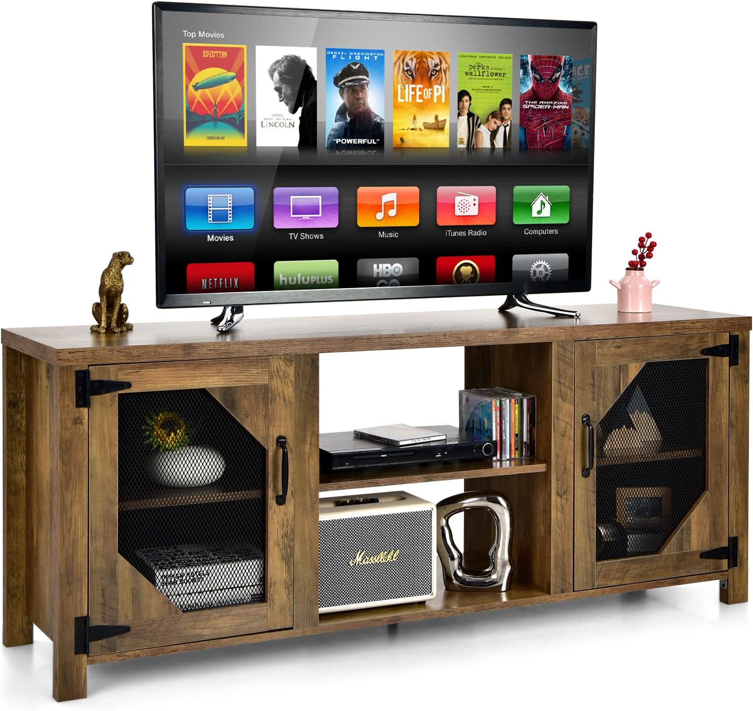 Amazon.com: WLIVE Retro TV Stand for 65 inch TV, TV Console Cabinet ...