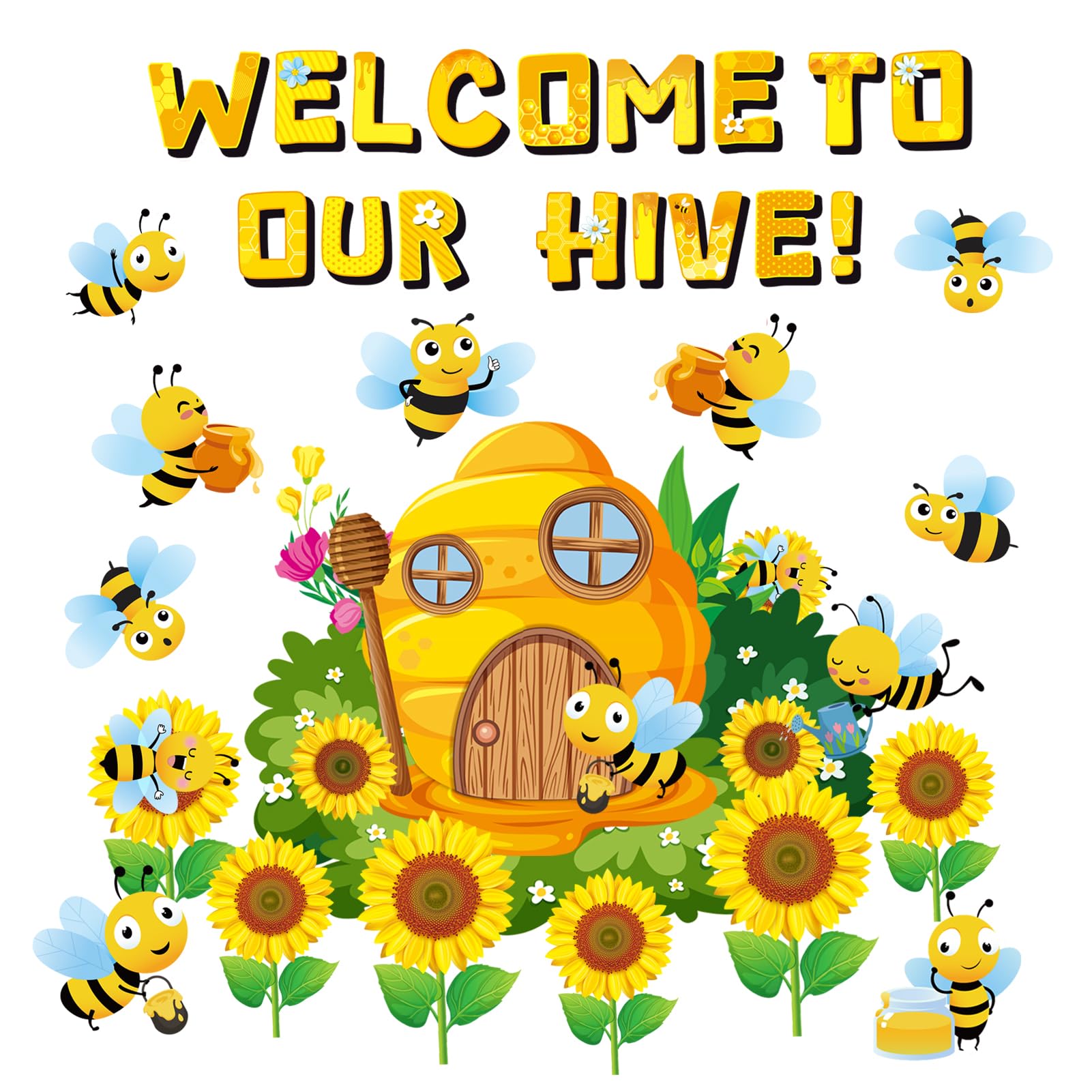 Snapklik.com : 35 Pieces Bee Theme Classroom Decorations - Bee Hive ...