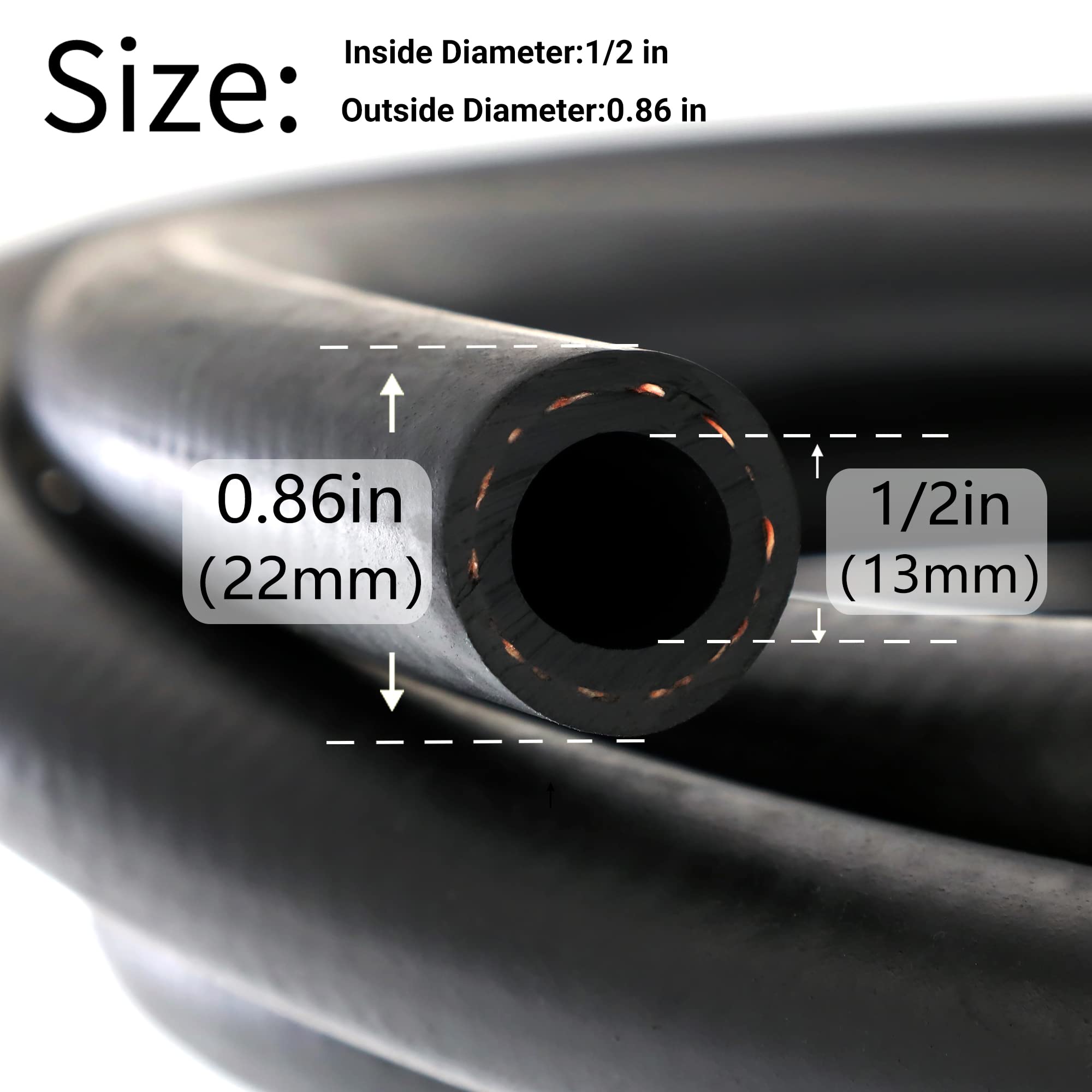 Snapklik.com : 1/2 Id - 5 Ft NBR Fuel Line Oil Hose, Flexible Black ...