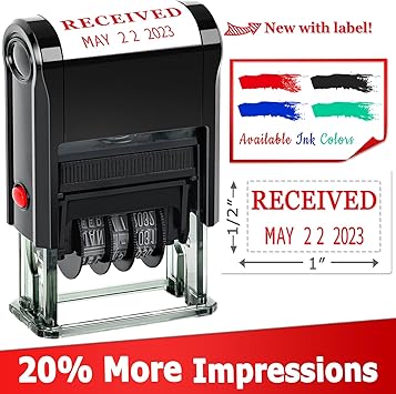 Amazon.com: Toplusesse Received Stamp Self Inking Date Stamp Office ...