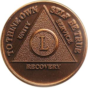 50 Year AA Medallion Traditional Bronze Raised Center Sobriety Chip ...