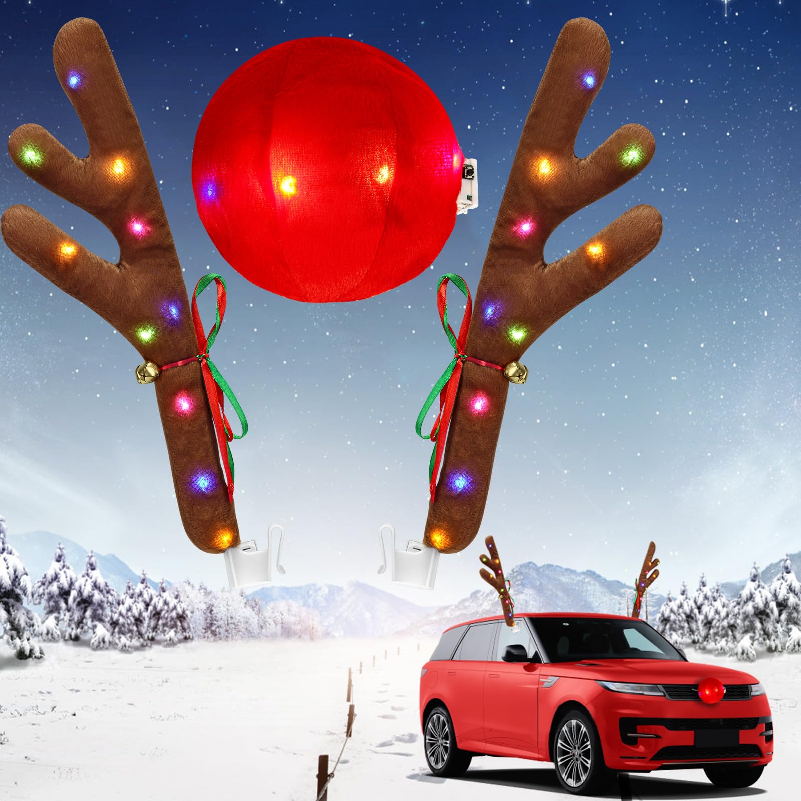 Amazon.com: Angooni Charming Christmas Car Decoration, Festive Reindeer ...