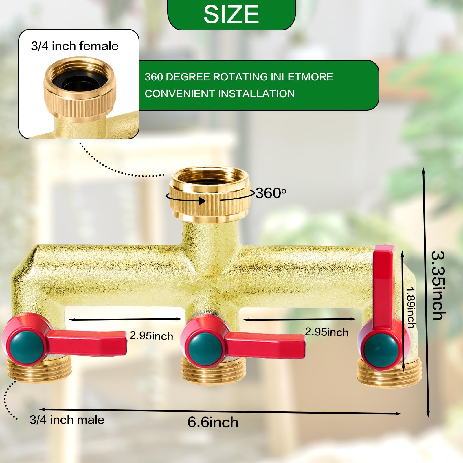 iBamso Heavy Duty Brass Tap Splitter, 3/4 Inch 3 Way Garden Hose Tap ...