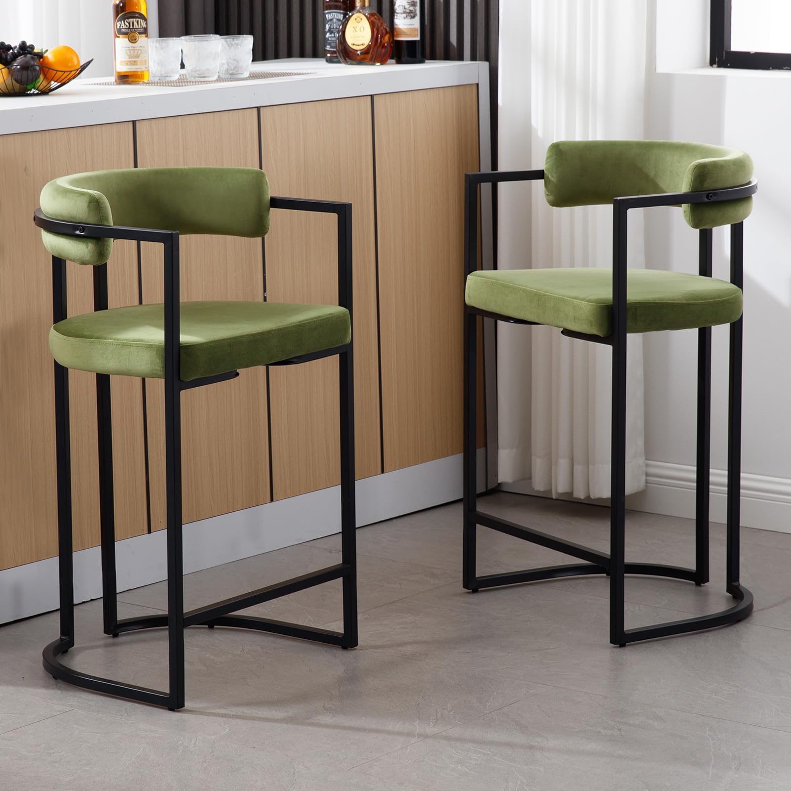 Wahson Tabourets de Bar en Velours Lot de 2 Tabouret Bar avec ...