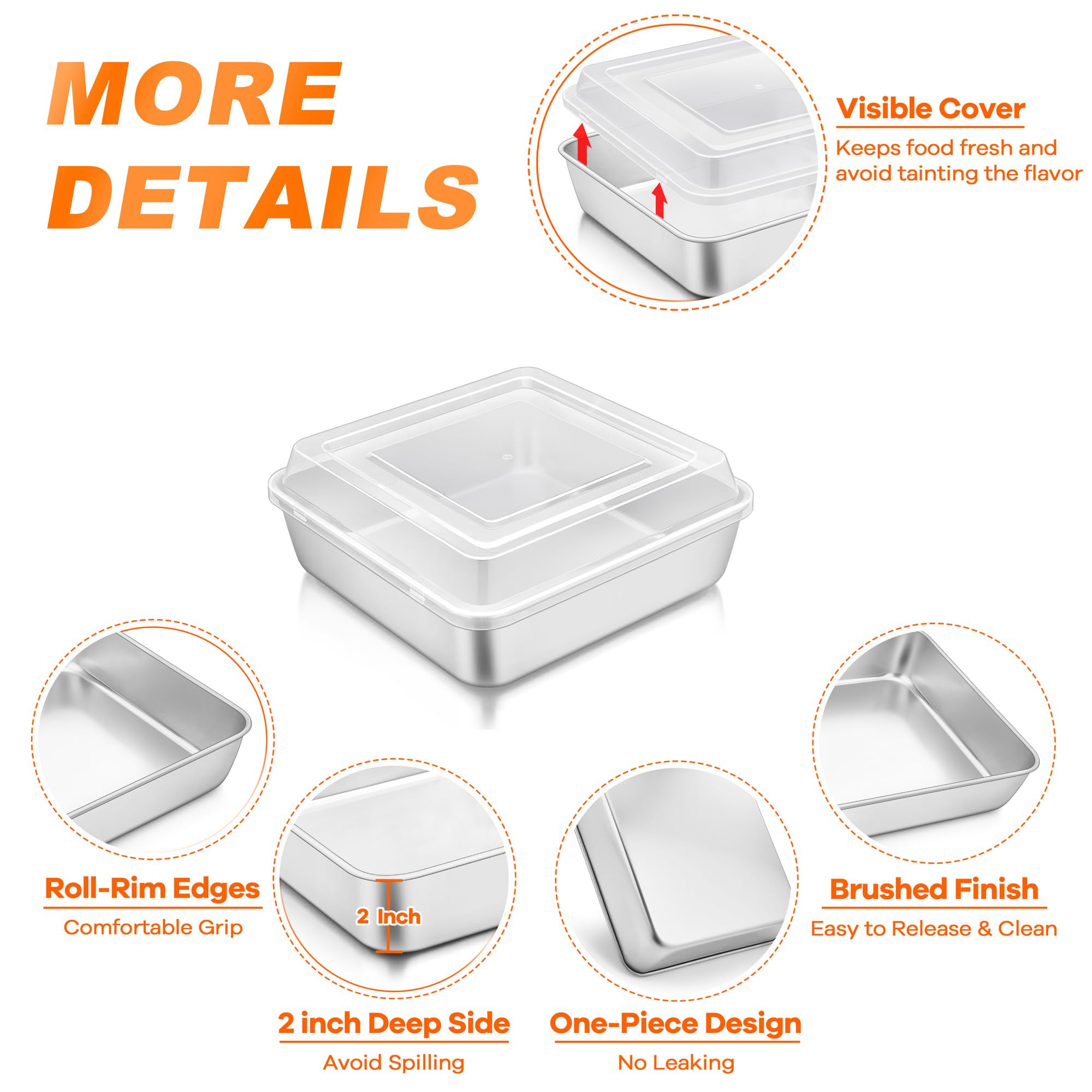 Snapklik.com : TeamFar 6 In Square Cake Pans, Stainless Steel Mini ...