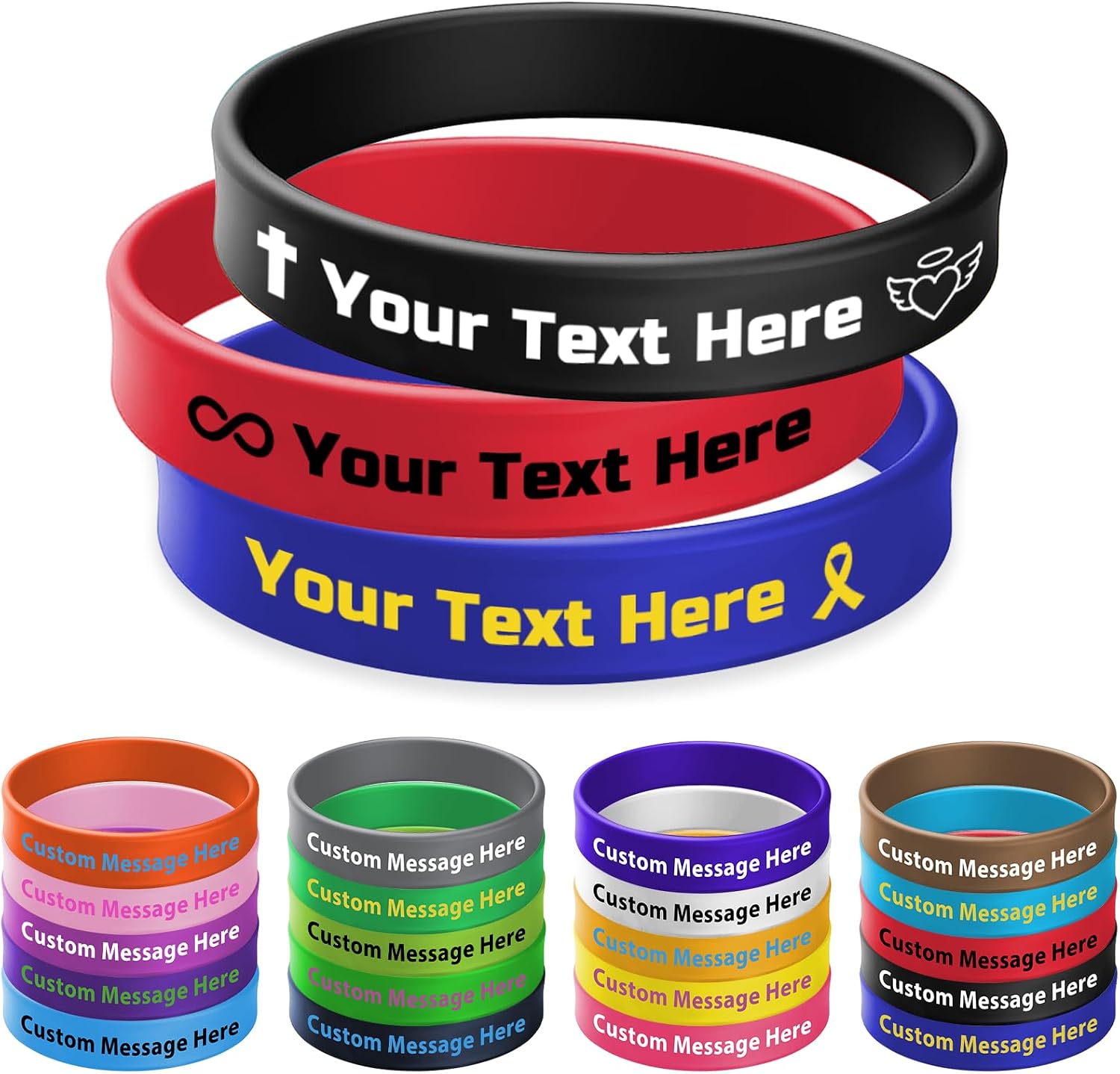 Amazon.com : Syntix 5-1000 Pcs Custom Rubber Bracelets Bulk ...