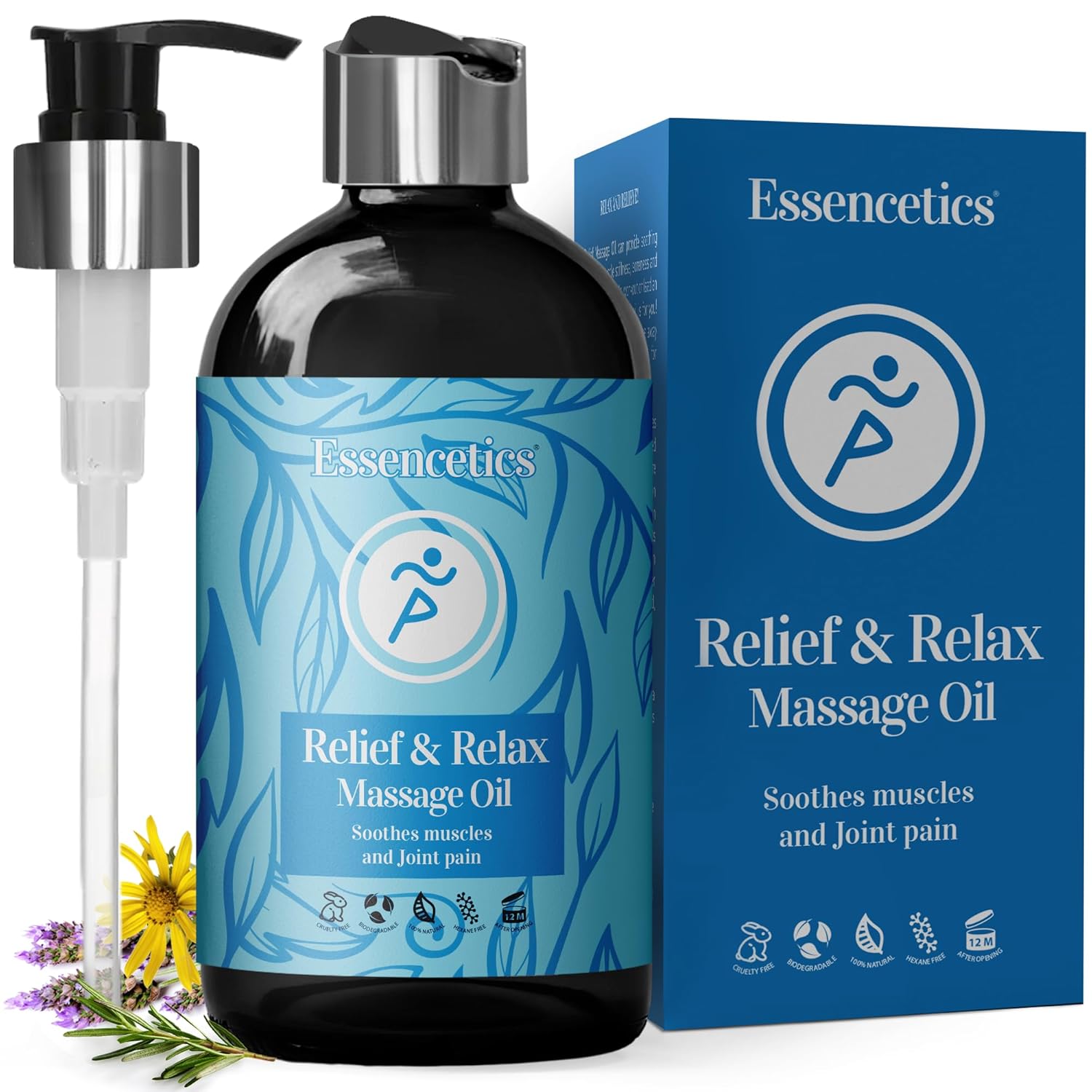 Amazon.com : Essencetics 8 oz - Relief & Relax Sore Muscle Massage Oil ...