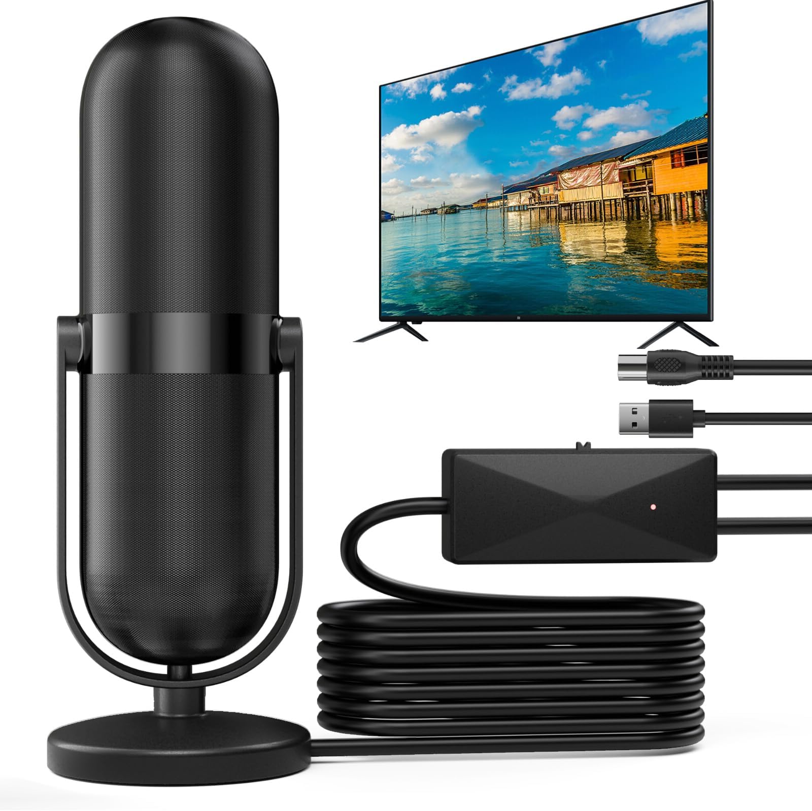 Diswoe TV Aerial, Indoor TV Aerial for Smart TV with Signal Booster ...