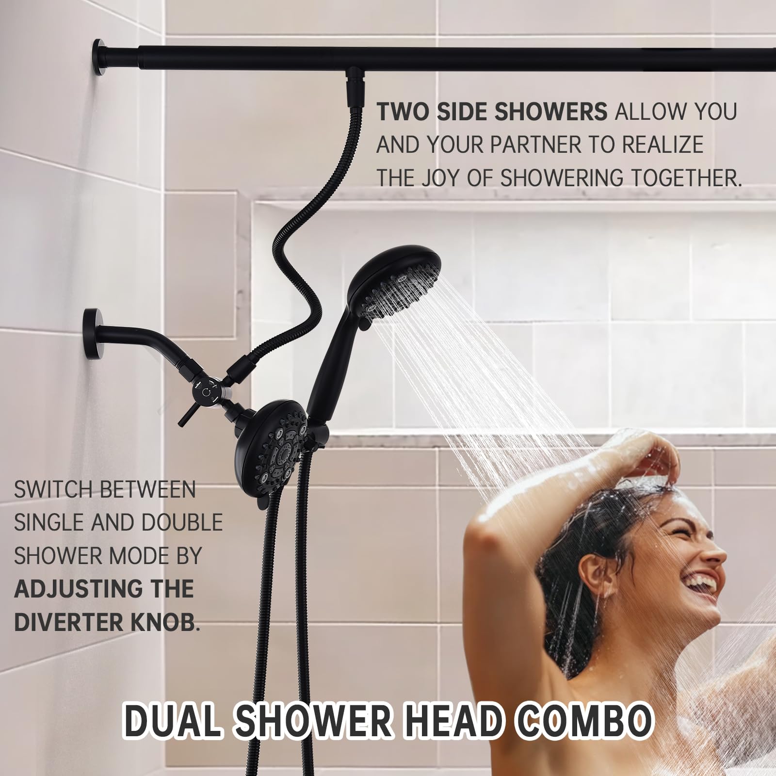 Snapklik.com : V-Frankness Dual Shower Head For Couples, High Pressure ...