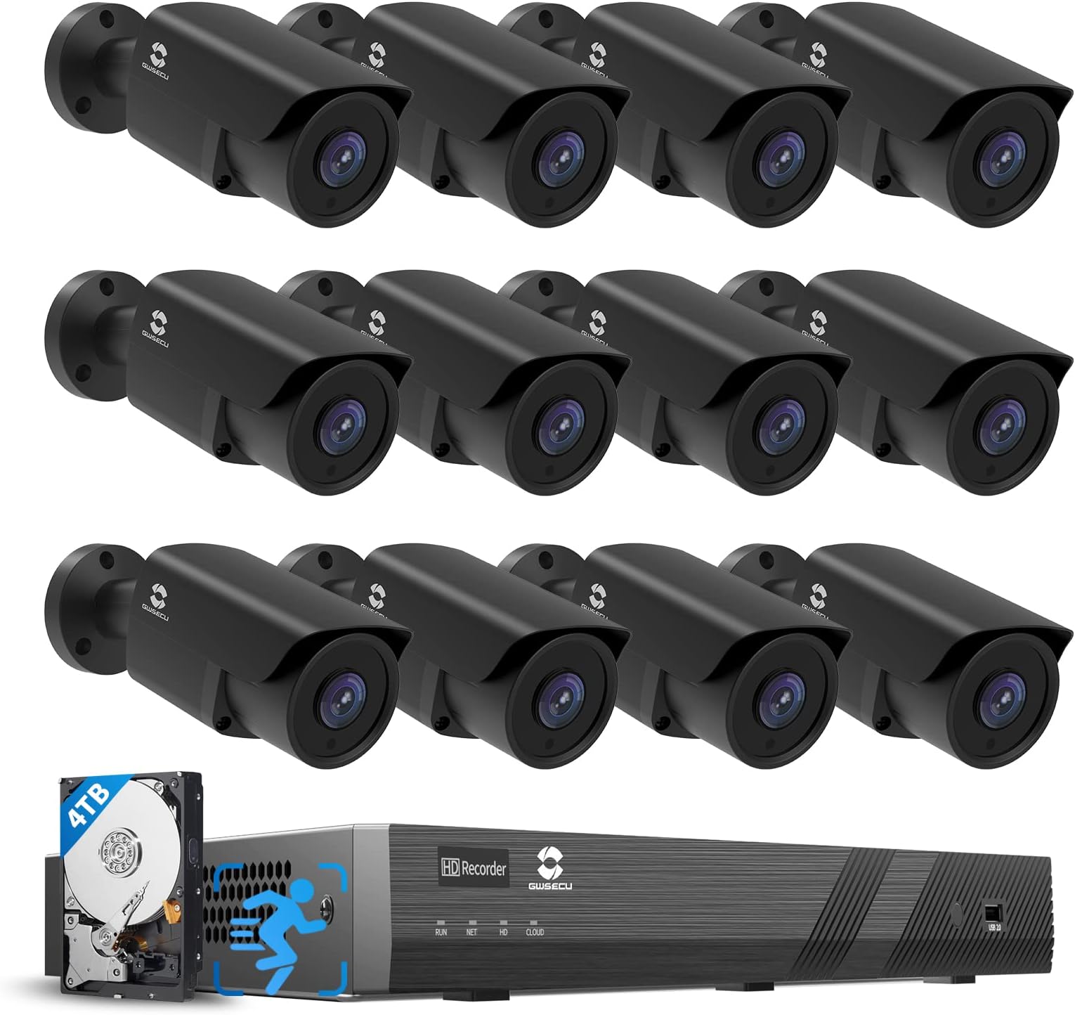 Amazon.com : GWSECU 16 Channel PoE Security Camera System, 4K 16 ...