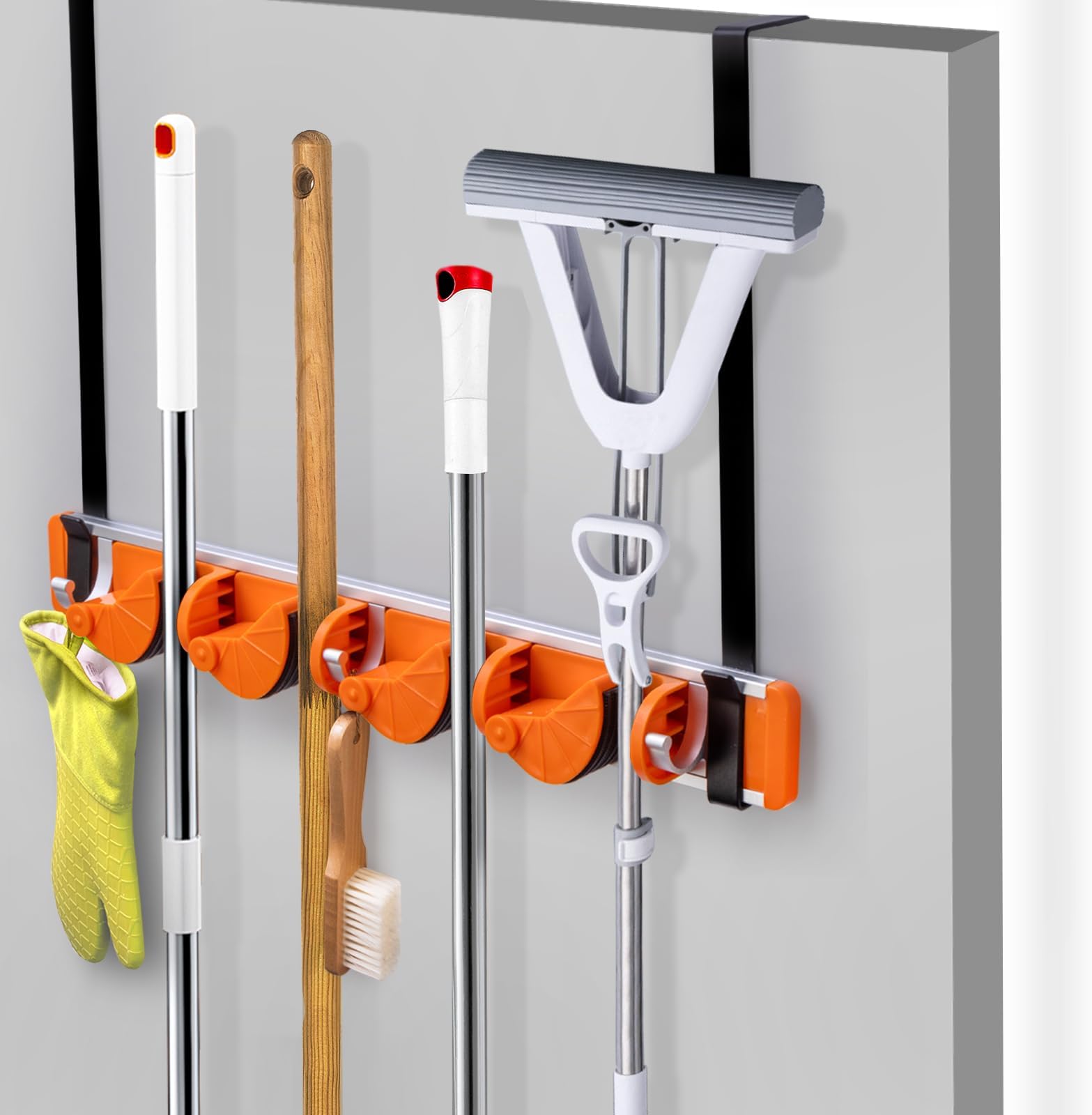 Amazon.com: AMZABBY Broom Holder Wall Mount - Over The Door Broom and ...