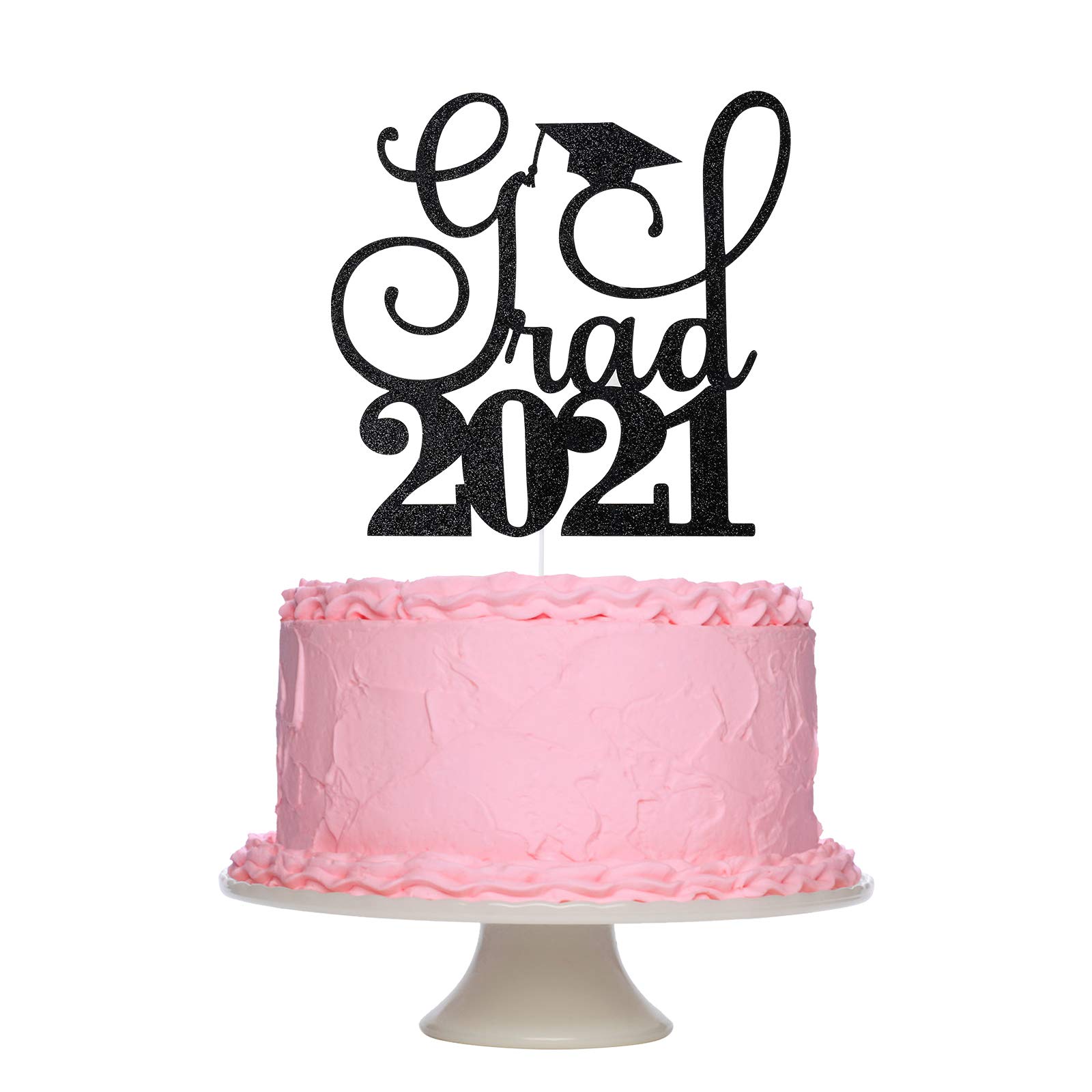 Buy 2021 Graduation Cake Topper, Black Glitter Grad 2021 Graduation ...