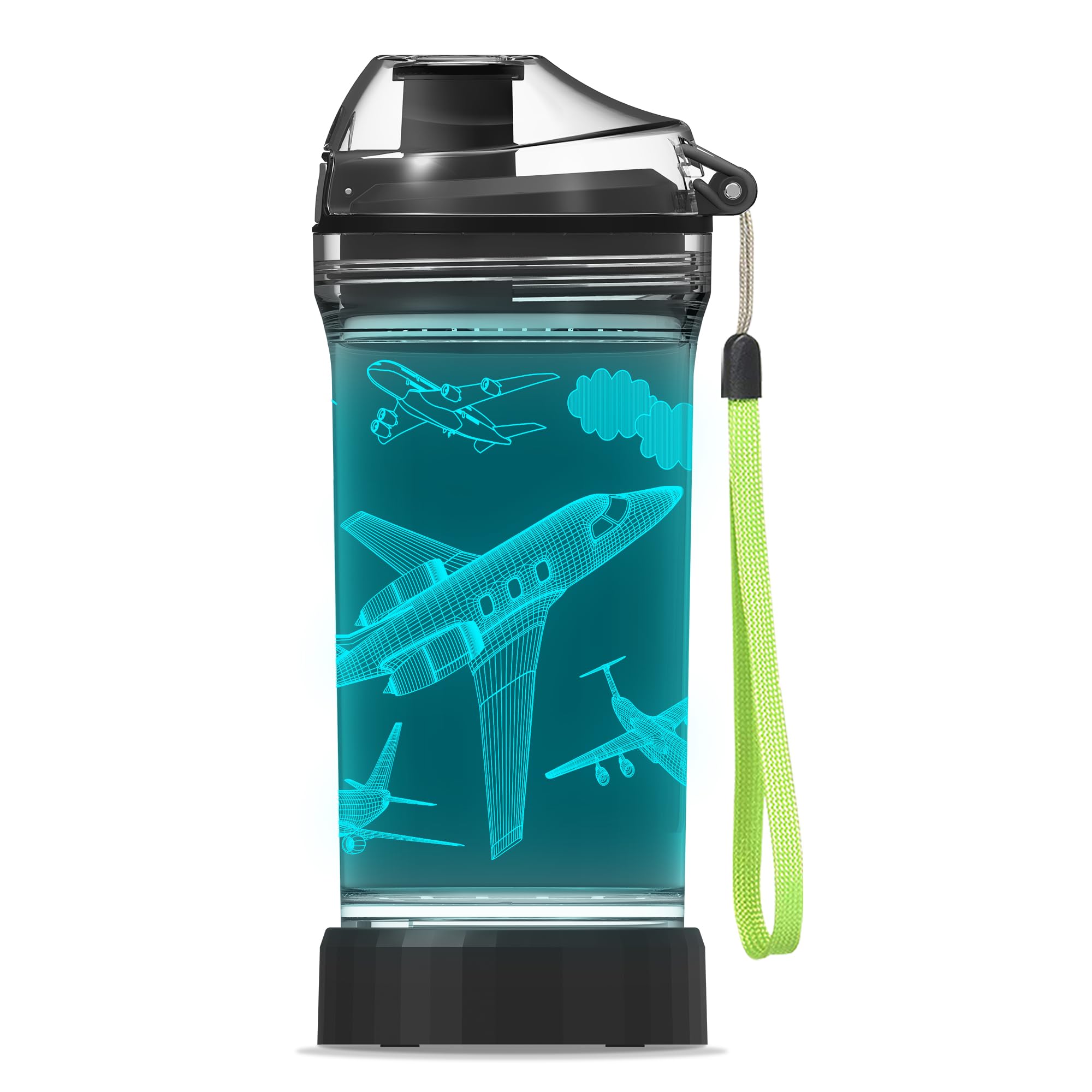 OkiyiD Airplane Water Bottle, Airplane Theme Light Up Sport Cup with 3D ...