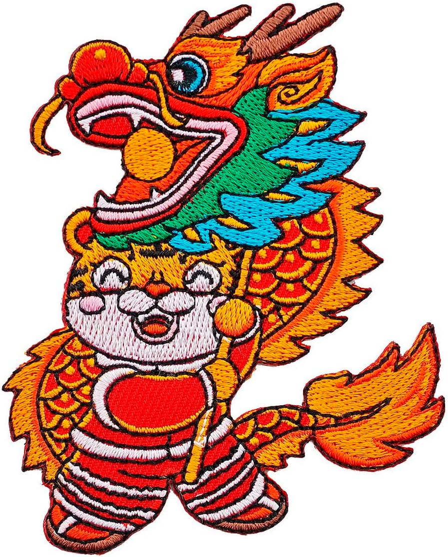 Amazon.com: Pinsanity Black Chinese Dragon Iron-On Embroidered Patch ...