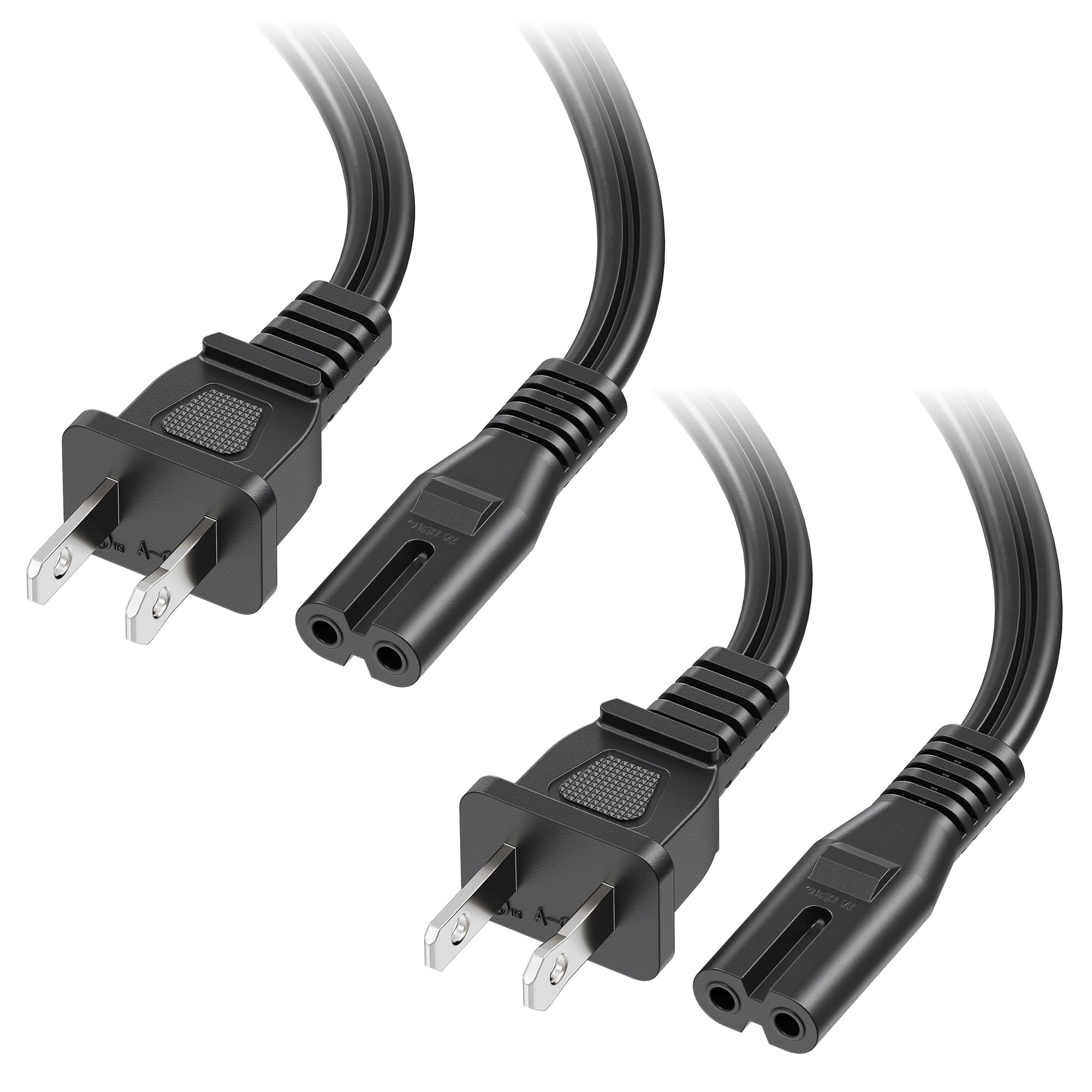 Amazon.com: Cable Matters 2 Pack 2 Prong TV Power Cord 15 ft, AC Power ...