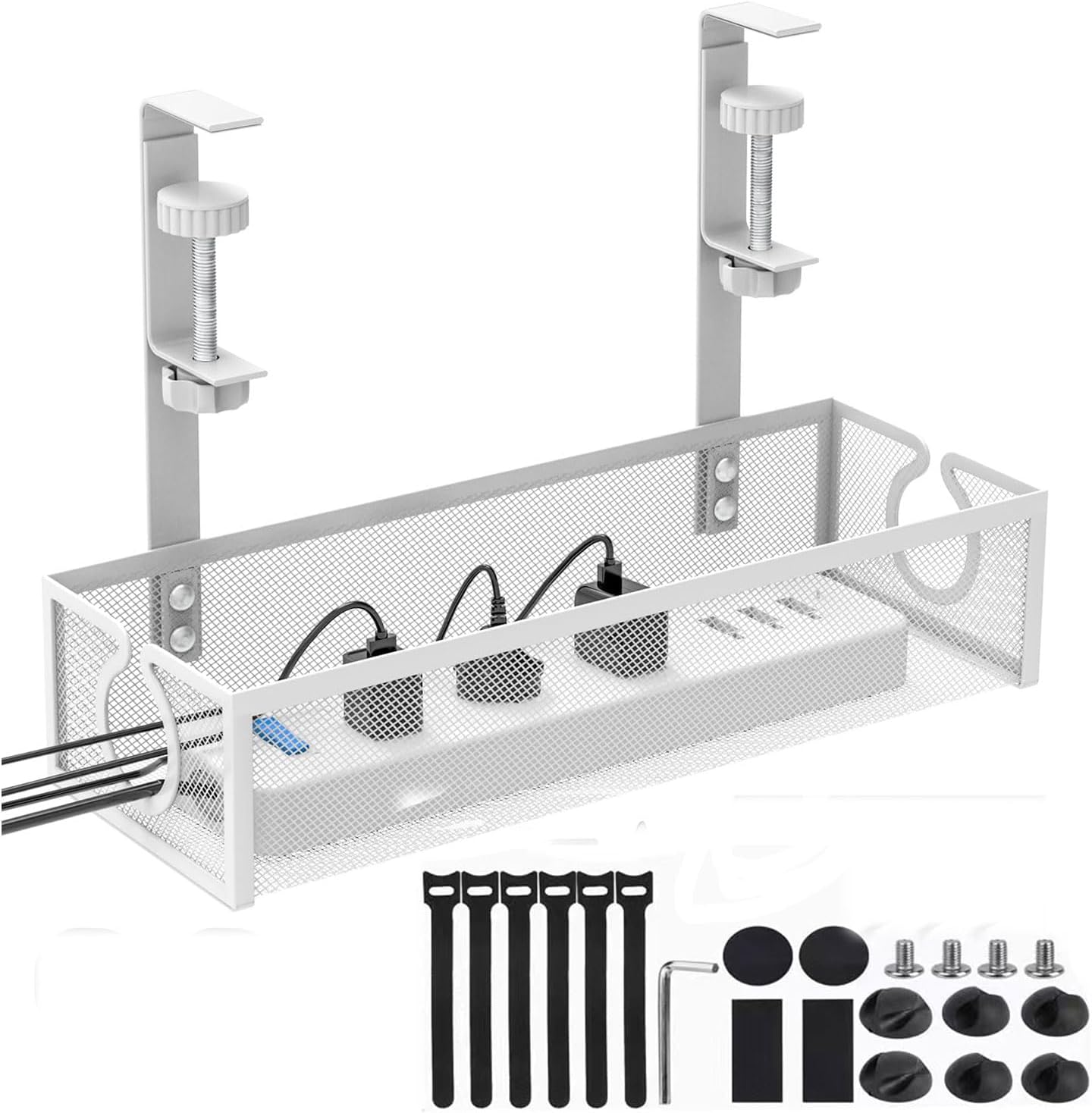 Under Desk Cable Management Tray,No-Drill Under Desk Cable Organizer ...