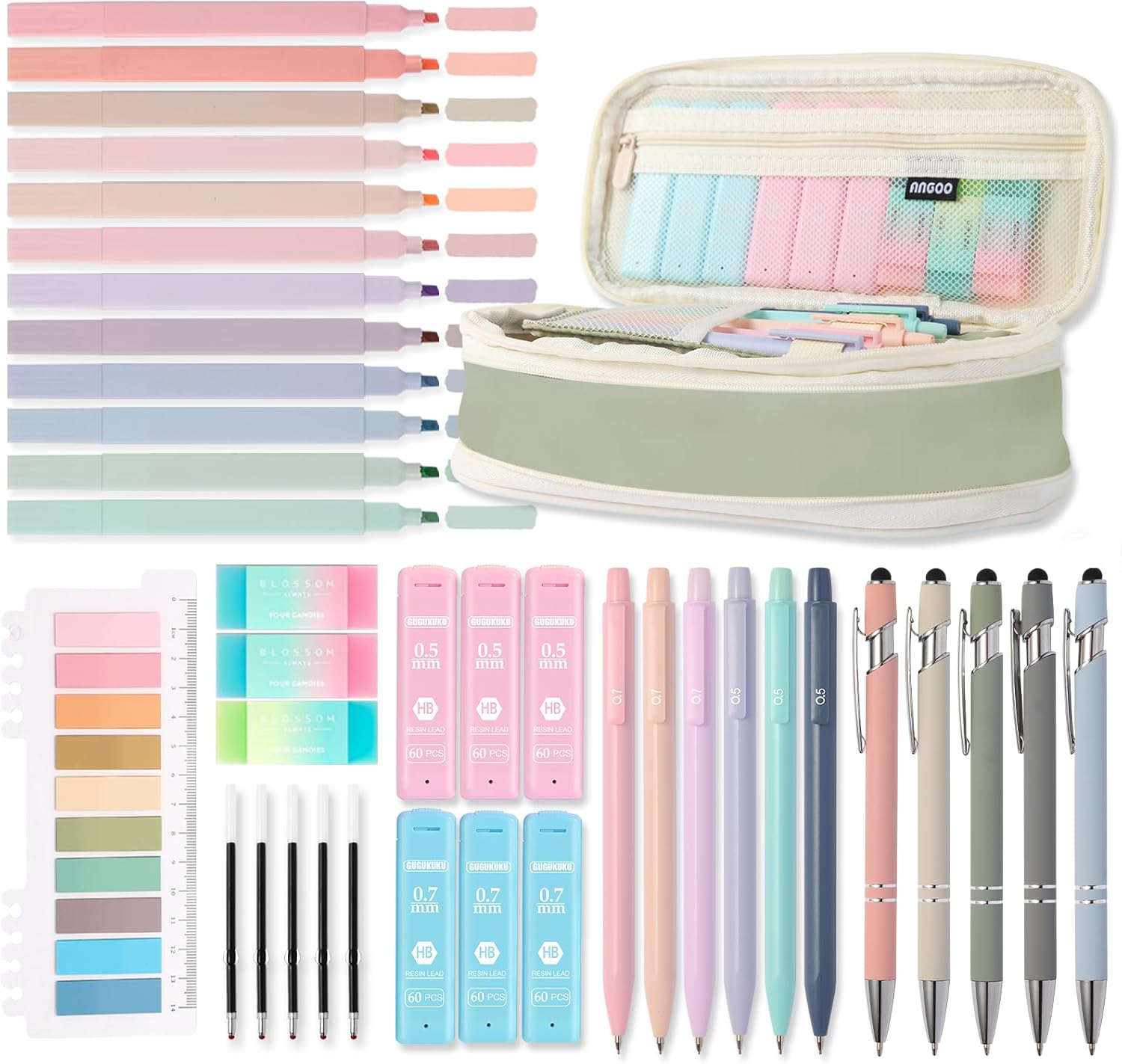 Amazon.com: 39PCS Aesthetic School Supplies with Cute Pencil Case, 5X ...