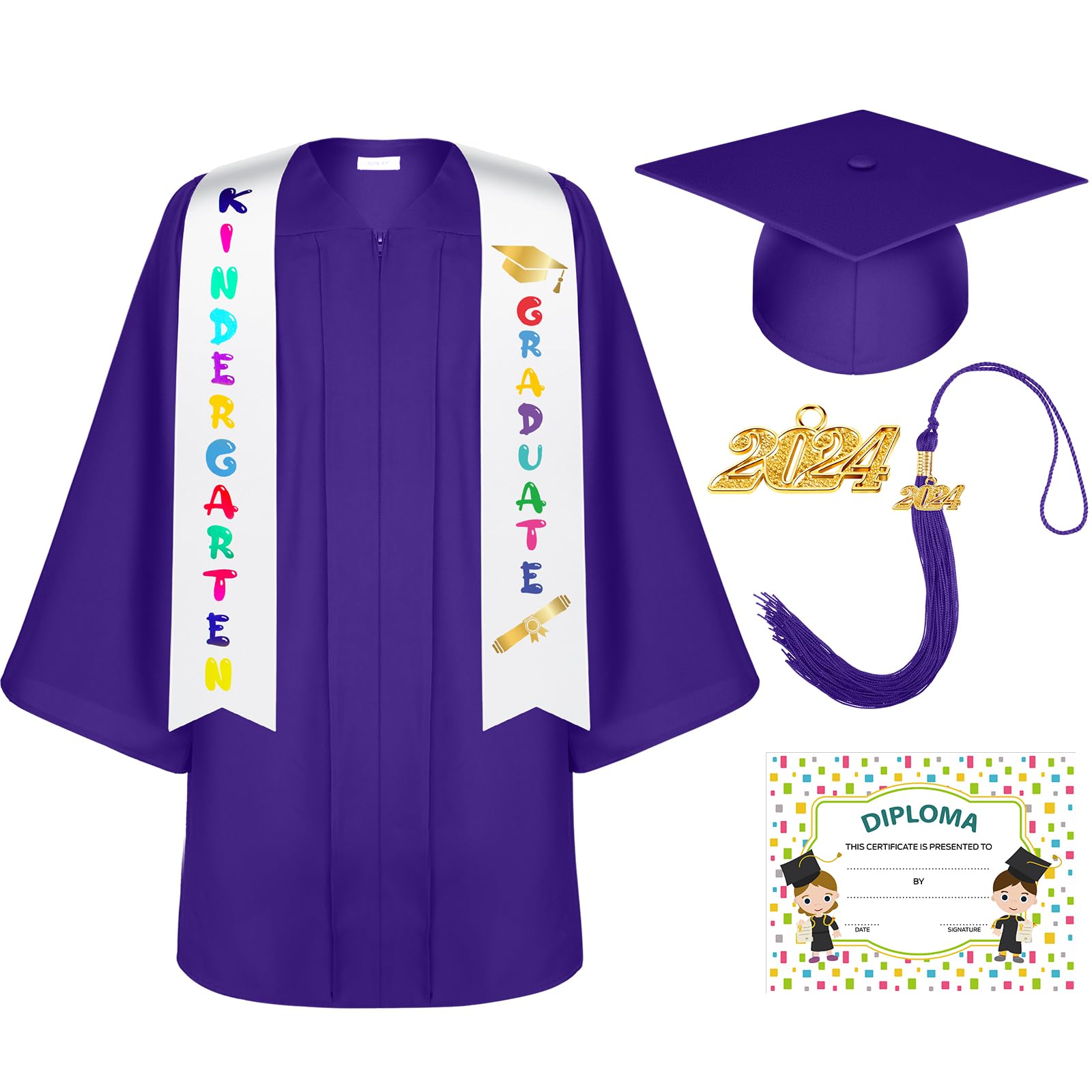 Snapklik.com : Unisex Matte Kindergarten Graduation Gown Cap Tassel Set