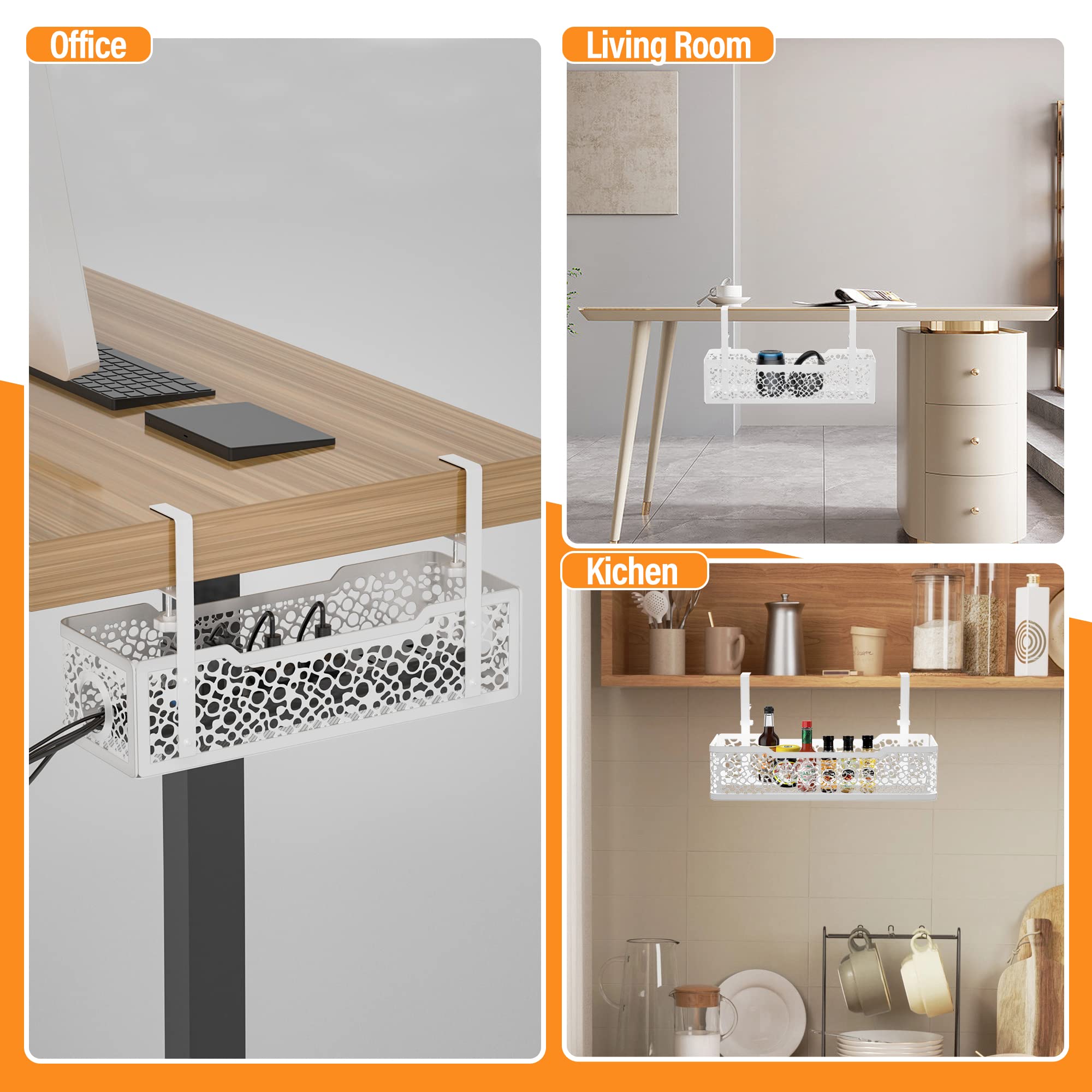 Under Desk Cable Management Tray No Drill, Cinati Upgraded Clamp Cable ...