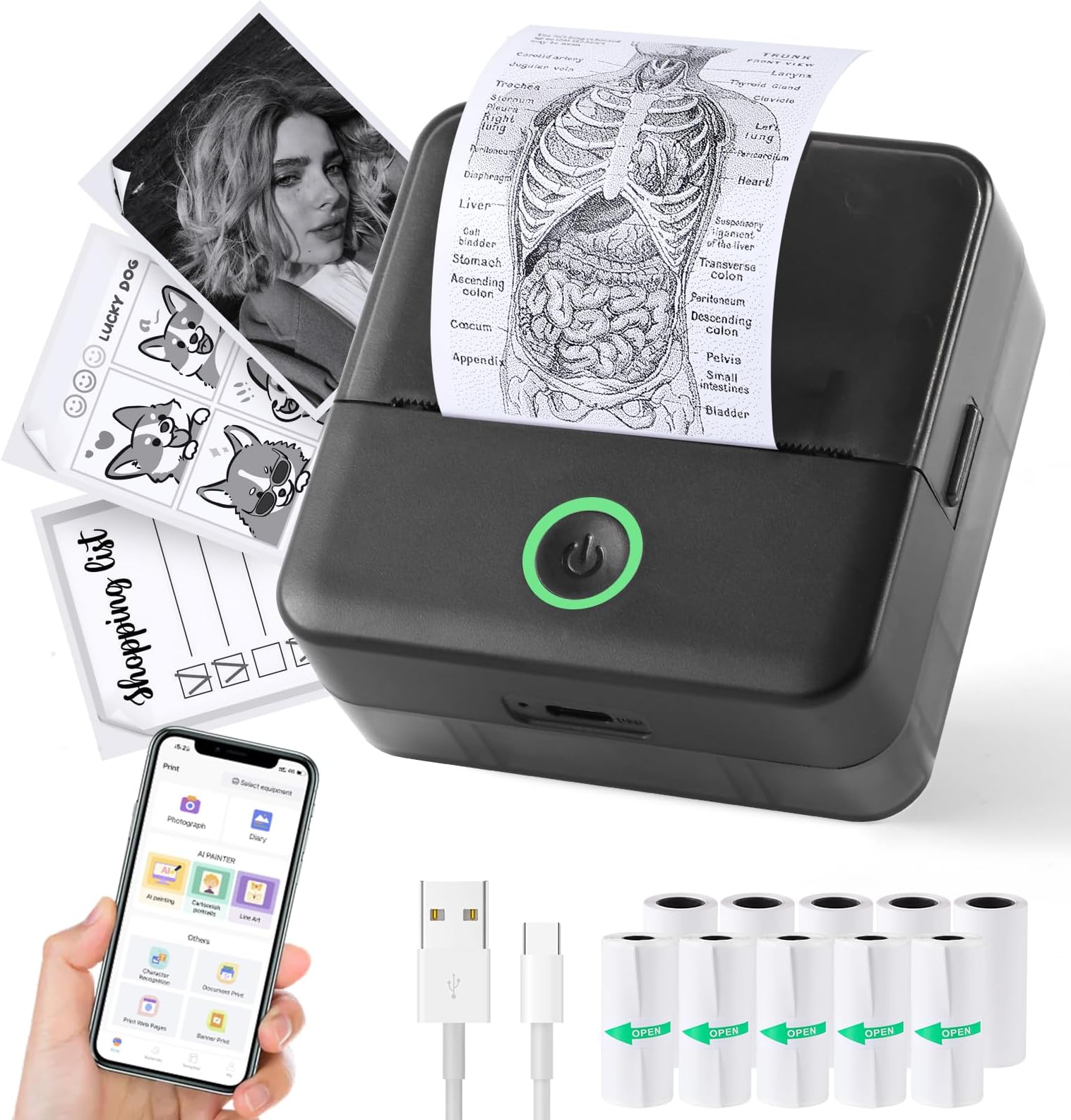 Amazon.com: Print Pods Mini Printer, Thermal Inkless Sticker Maker with ...