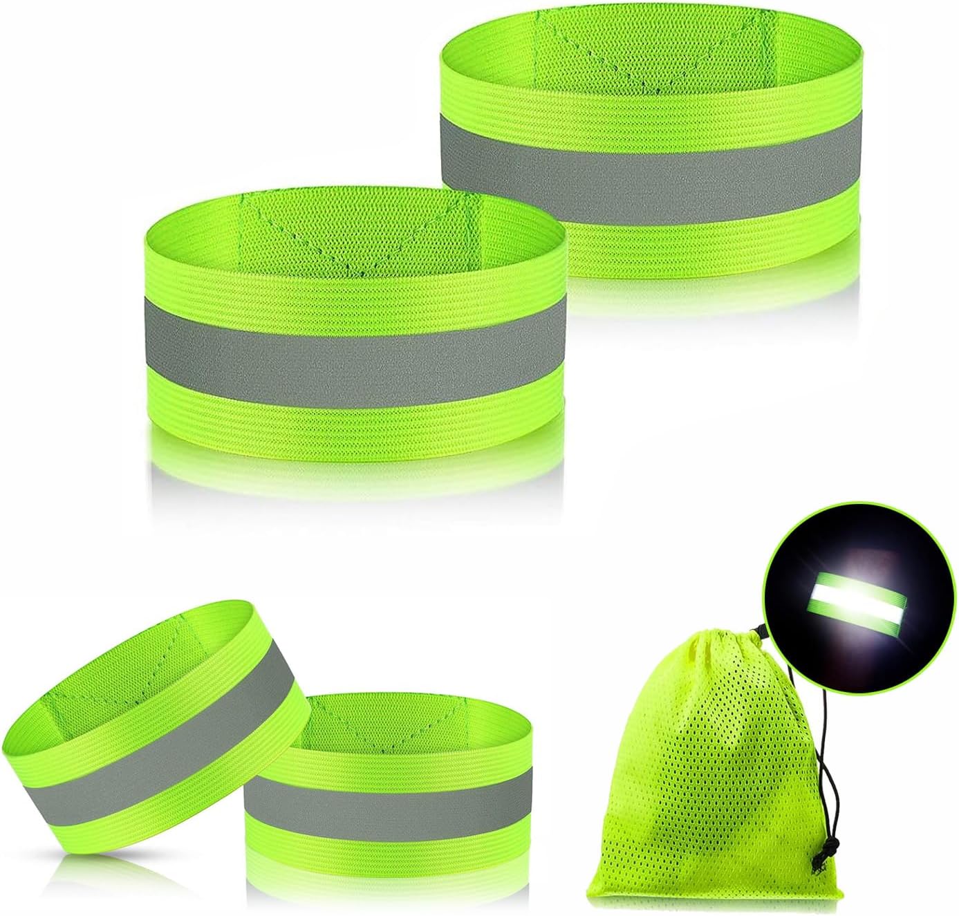 4 PCS Reflective Band for Wrist/Arm/Ankle/Leg, Reflectors for Walking ...