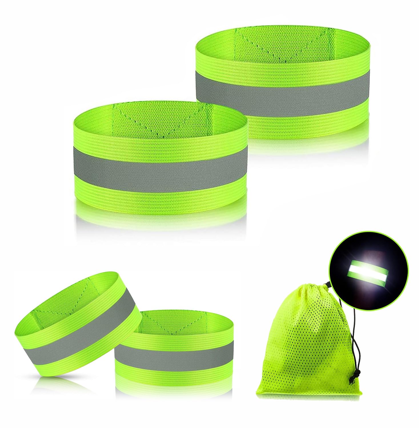 4 PCS Reflective Band for Wrist/Arm/Ankle/Leg, Reflectors for Walking ...