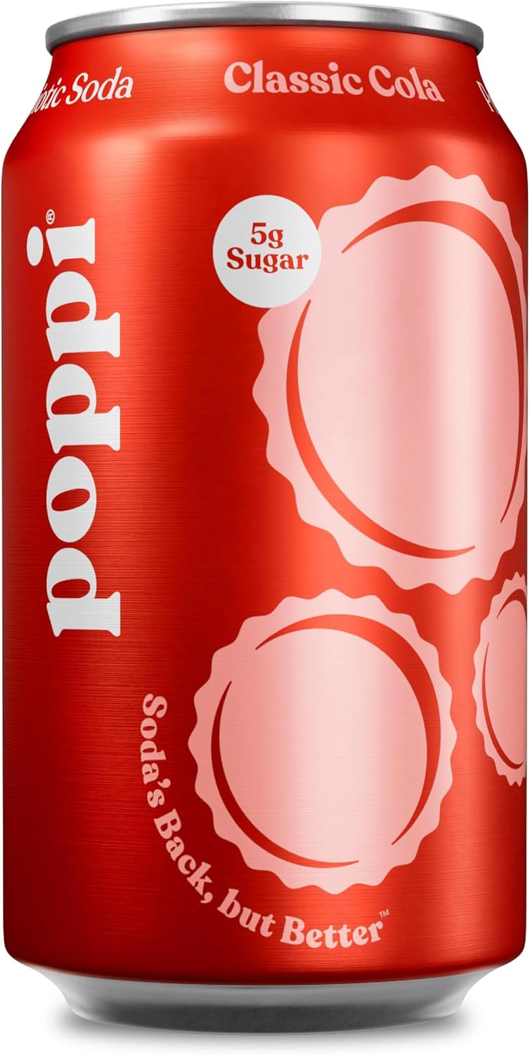 Poppi Classic Cola Prebiotic Sparkling Soda, 355ml, Pack of 12, 5g ...