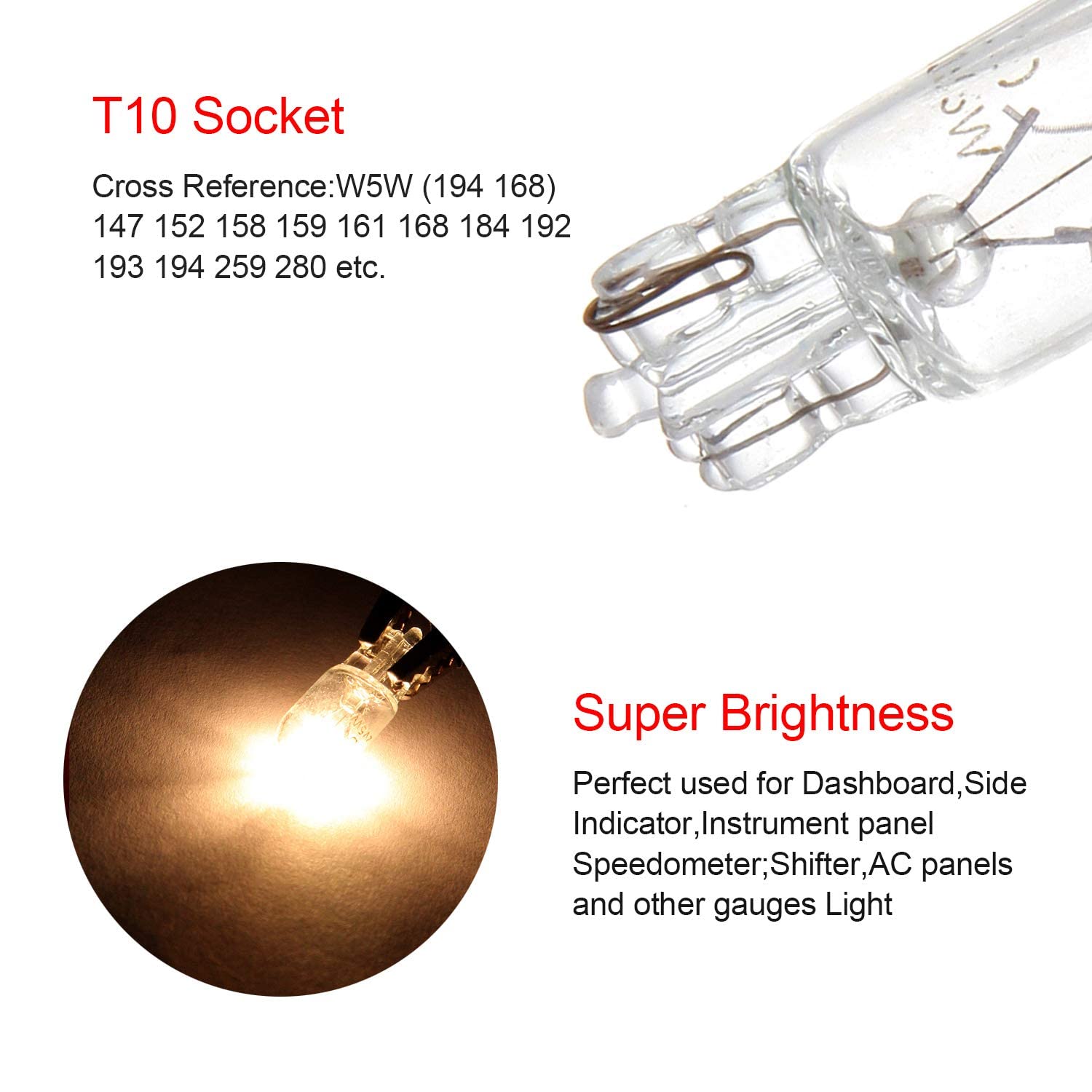 Snapklik.com : Cciyu T10 168 194 W5W Halogen Light Bulb Instrument ...