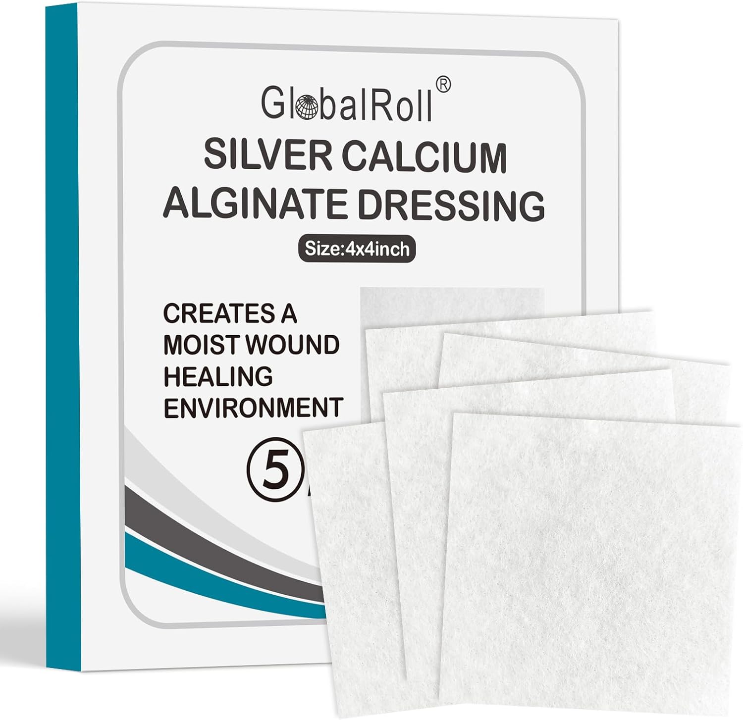 Amazon.com: GlobalRoll Silver Calcium Alginate Wound Dressing Pads, 4 ...