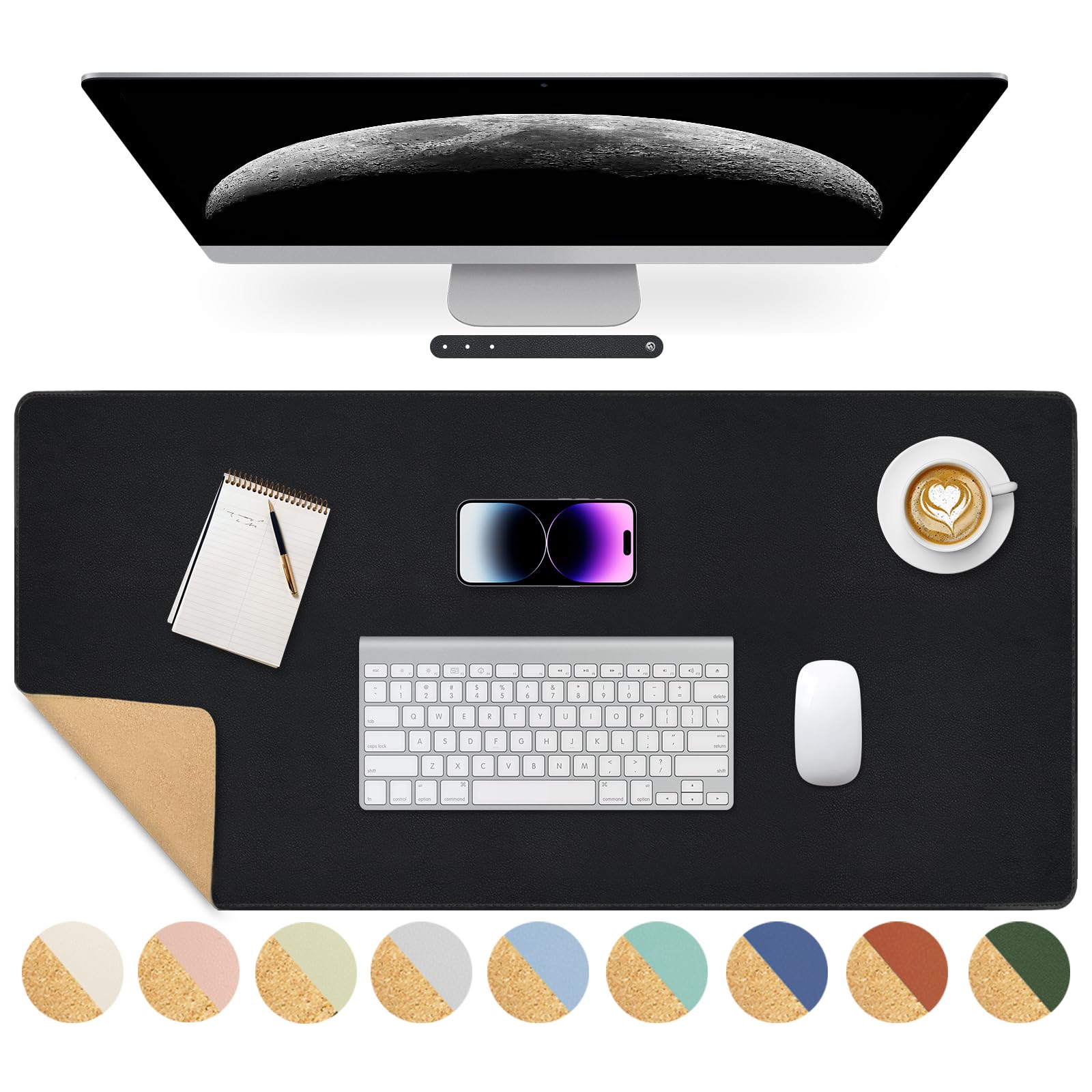 Giecy Desk Pad, Cork Leather Desk Mat, XXL Keyboard Mouse Mat, Dual ...