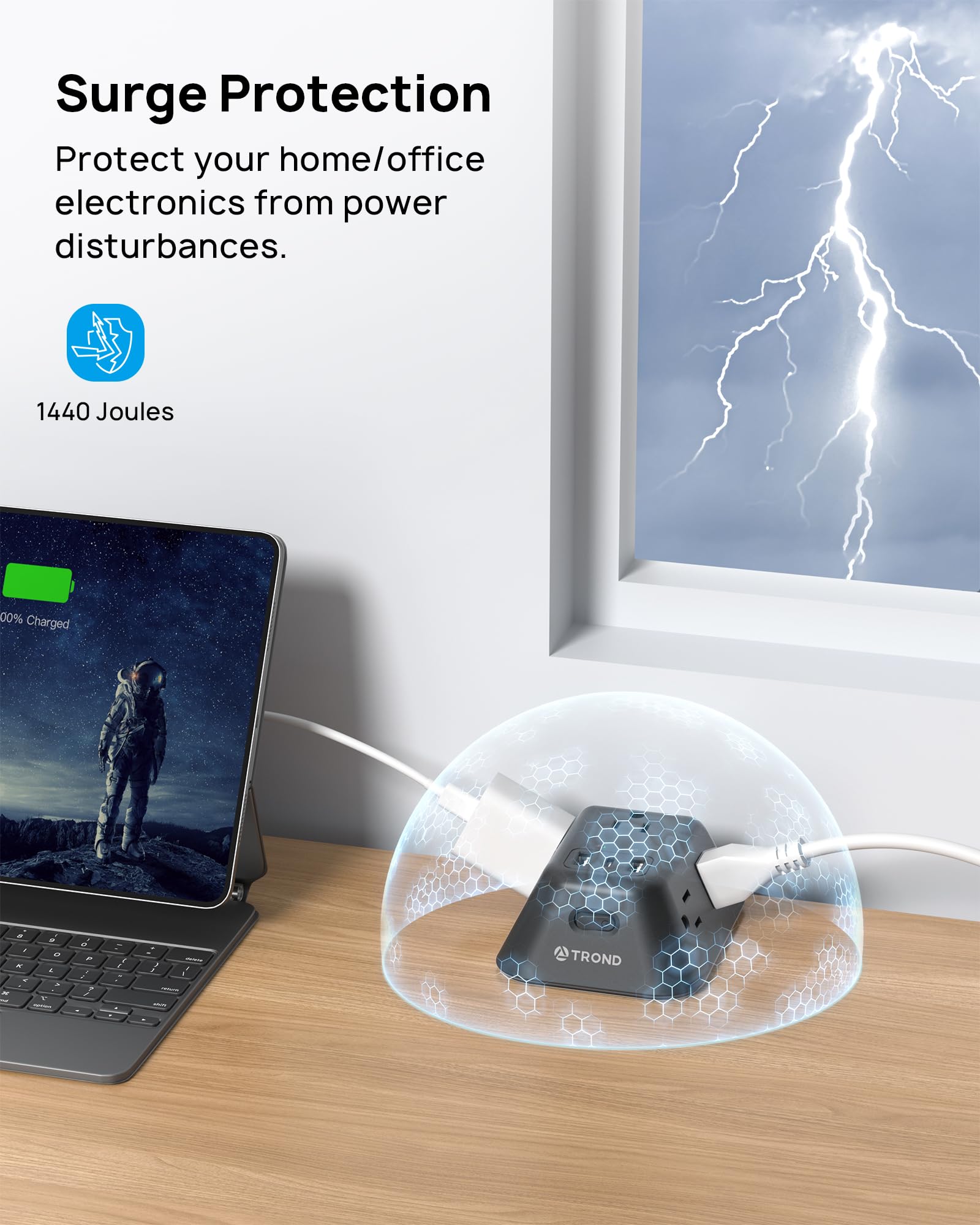 Snapklik.com : Desk Clamp Power Strip, Surge Protector
