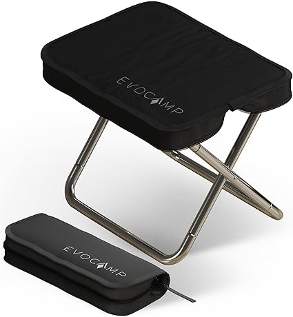 EVOCAMP Campinghocker schwarz, Klapphocker faltbar, Zeltstangenstruktur ...